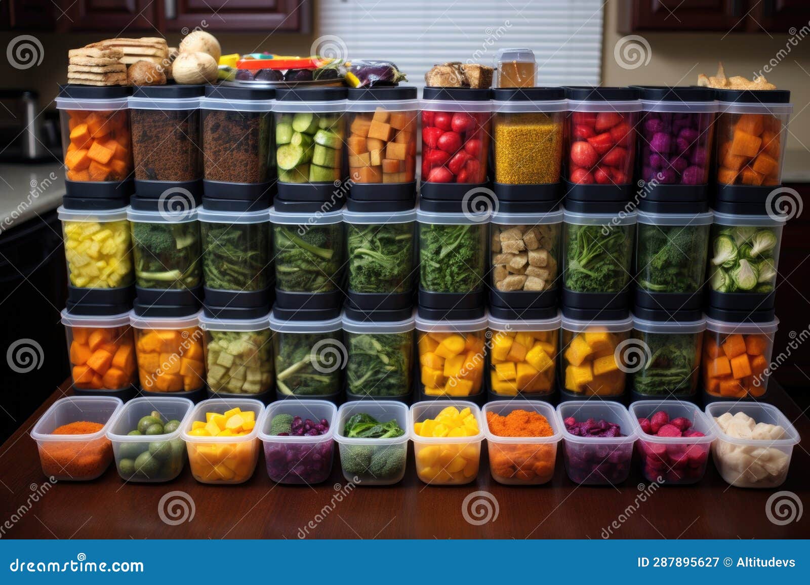 Color-coded Meal Prep Containers for Organization Stock Illustration ...