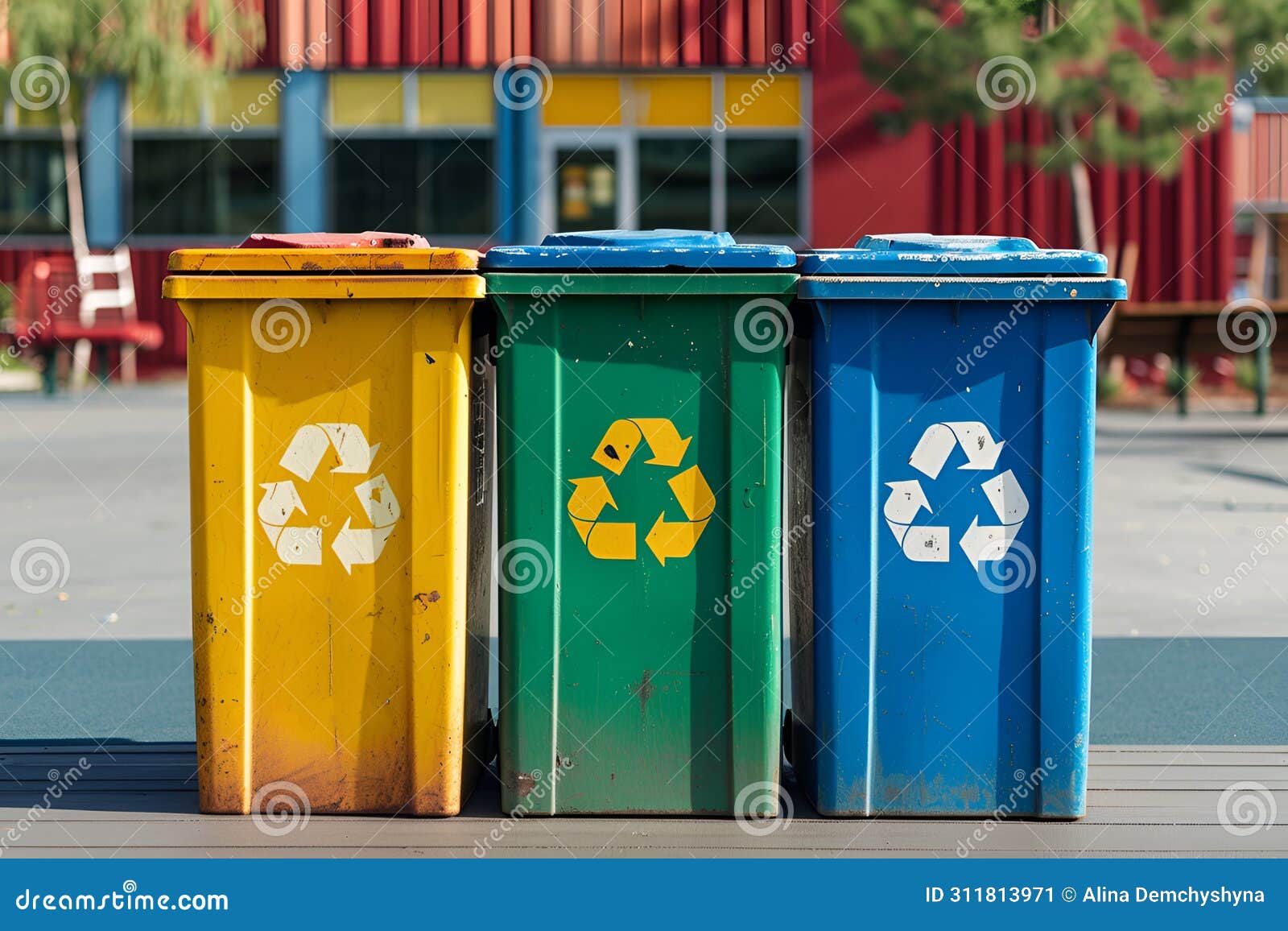 Color-coded Recycling Bins for Sorting Garbage Stock Illustration ...