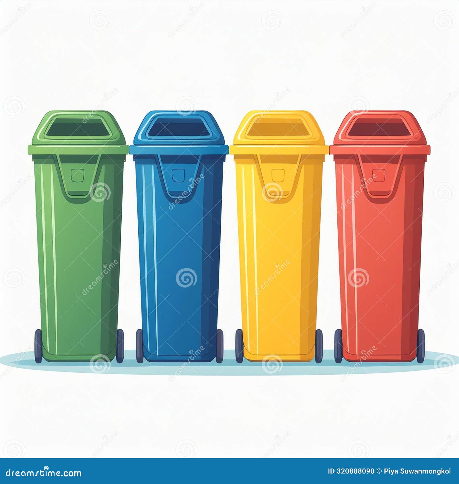 Color-Coded Waste Segregation Bins for Environmental Management : Stock ...