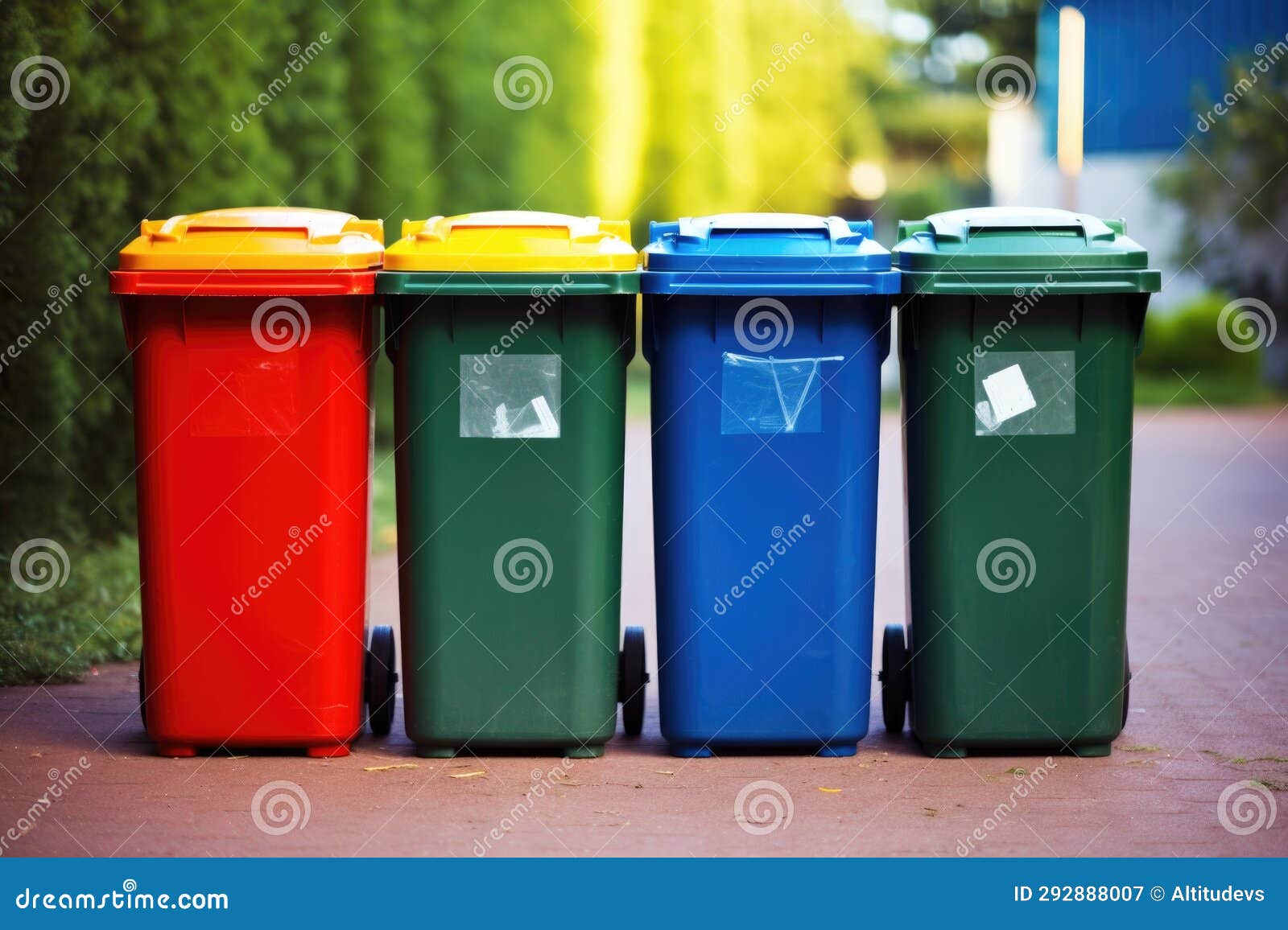 Color-coded Waste Bins for Recycling Stock Image - Image of ...