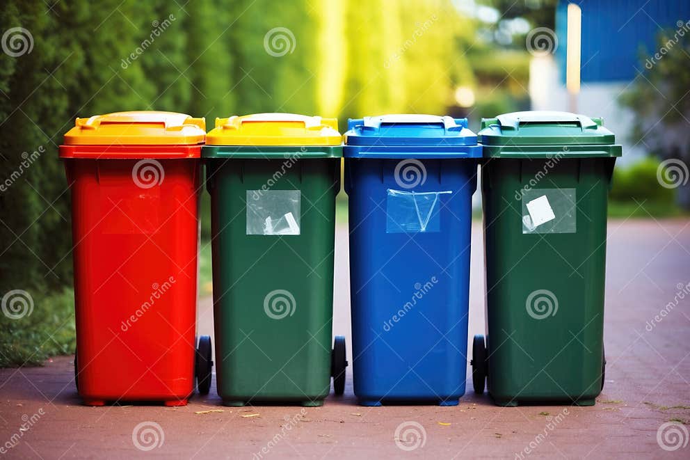 Color-coded Waste Bins for Recycling Stock Image - Image of ...