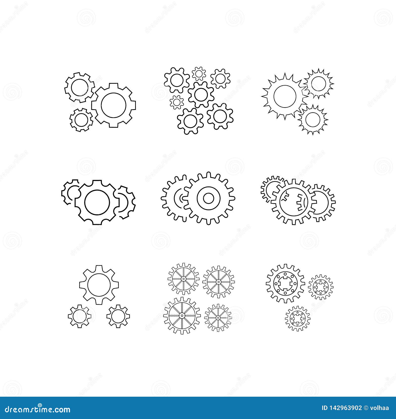 Color cogs set stock vector. Illustration of technology - 142963902