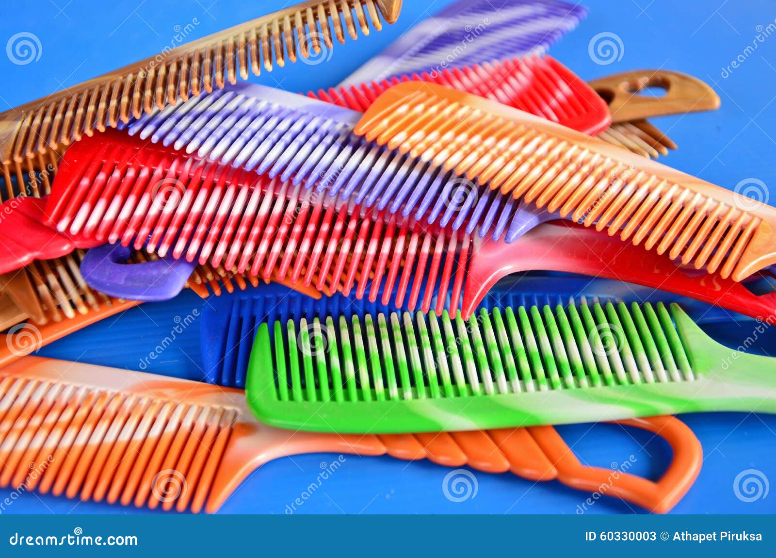 Color Combs on Blue Background Stock Image - Image of human, detail ...