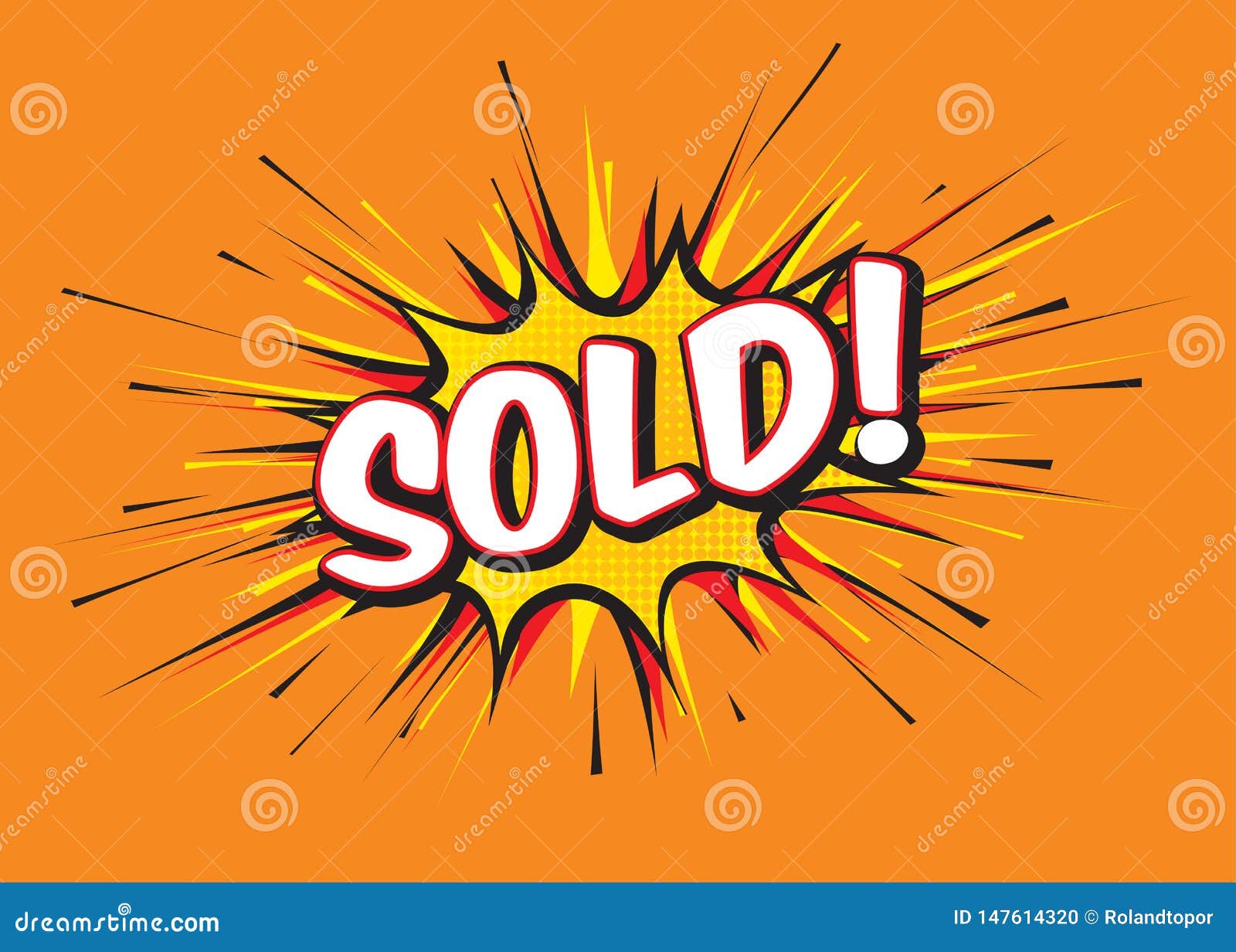 Color Comic Speech Bubble and Banner with Text SOLD. Vector ...