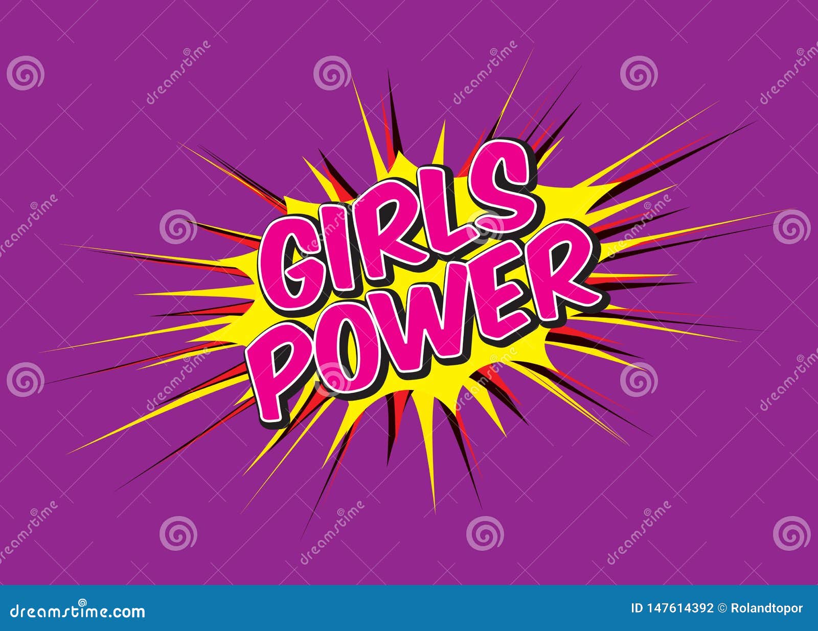 Color Comic Speech Bubble and Girls Power. Vector Illustration Stock ...
