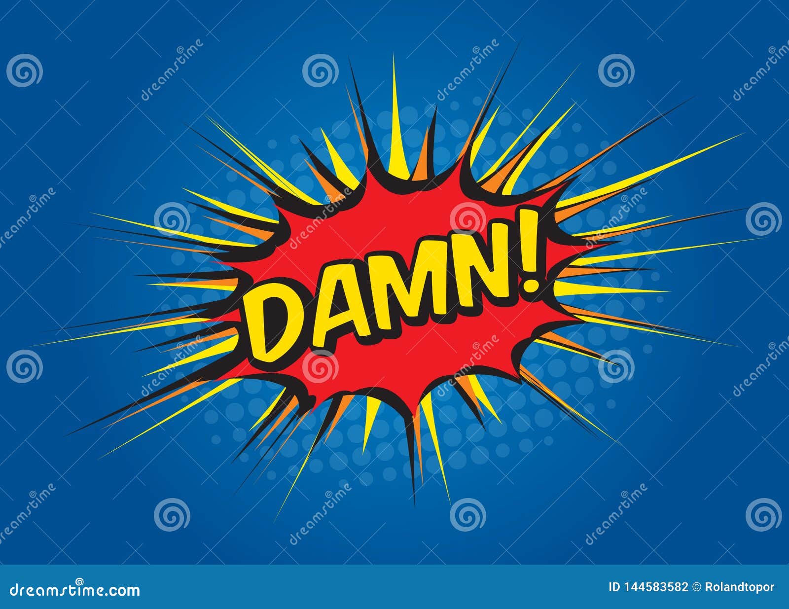 Color Comic Speech Bubble and Text DAMN. Vector Illustration Stock ...