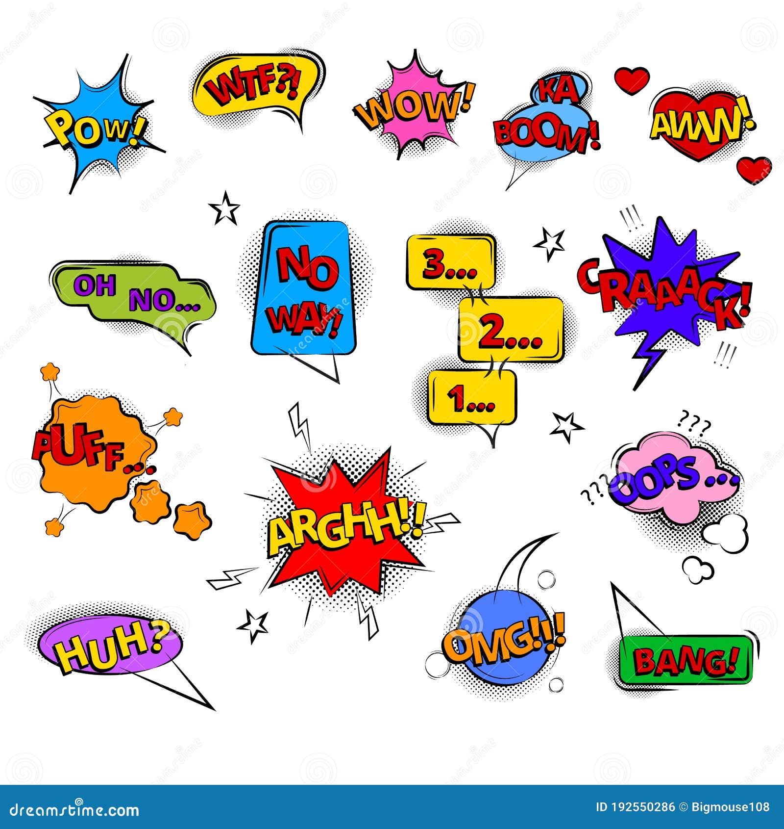 Color Comic Speech Bubbles Signs Thin Line Set. Vector Stock Vector ...