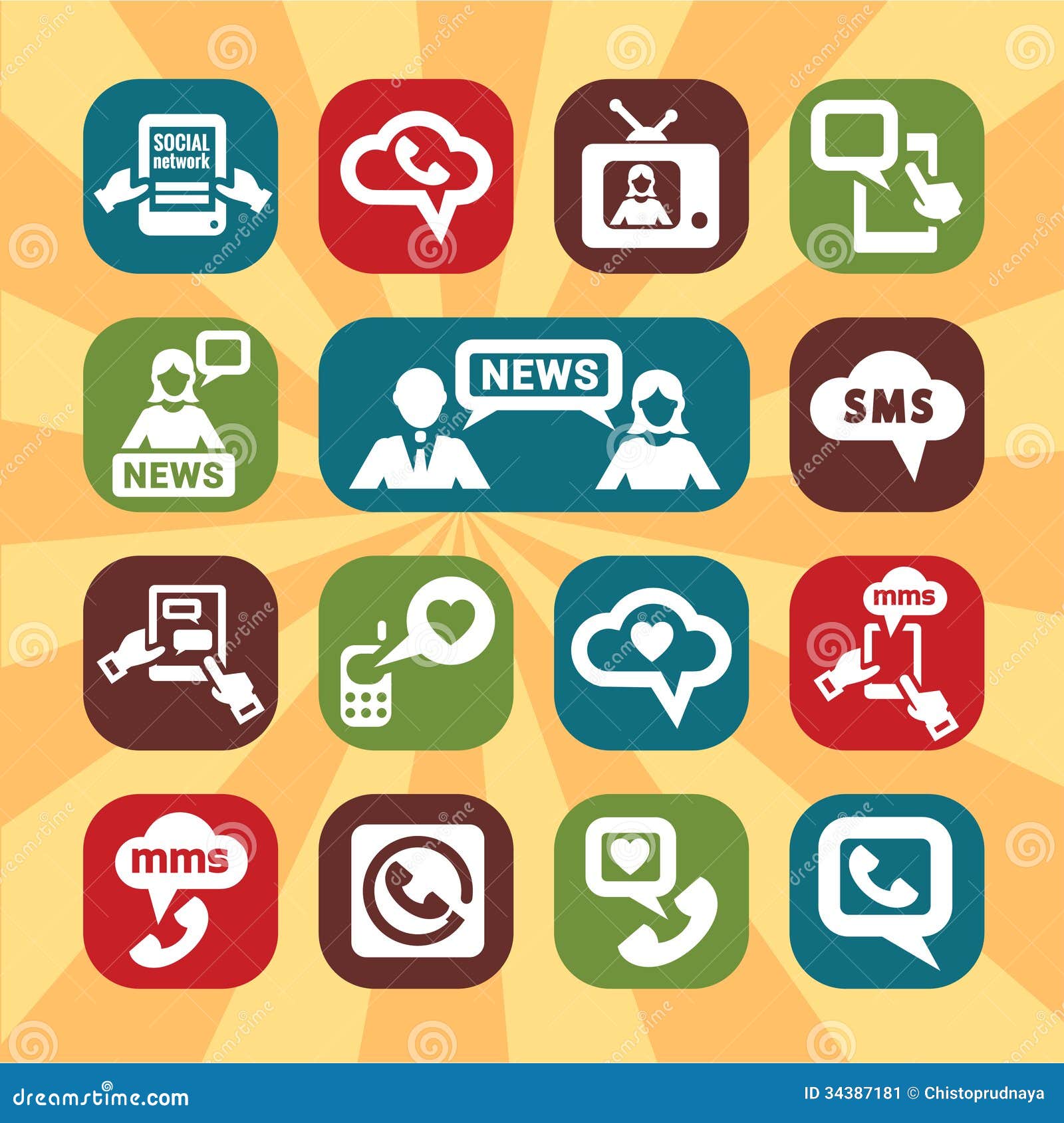 Color communication icons stock vector. Illustration of face - 34387181