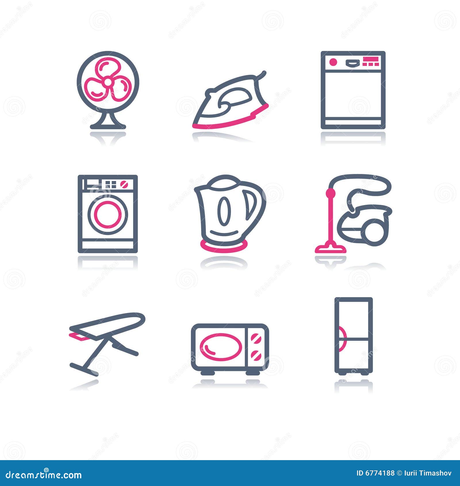 Color Contour Web Icons, 18 Stock Vector - Illustration of ironing ...