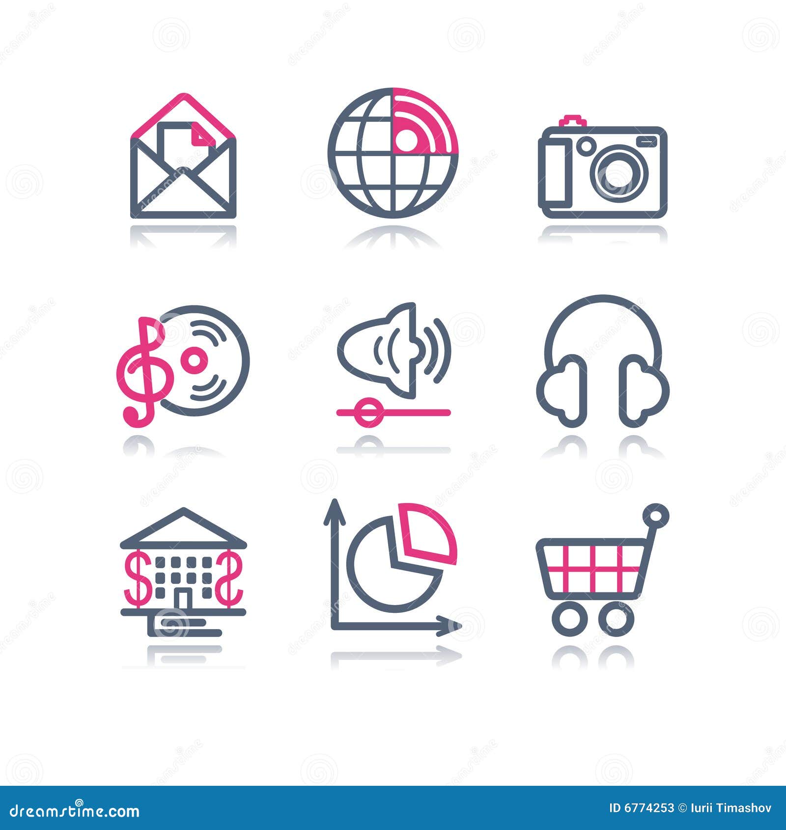 Color contour web icons, 5 editorial stock photo. Illustration of ...