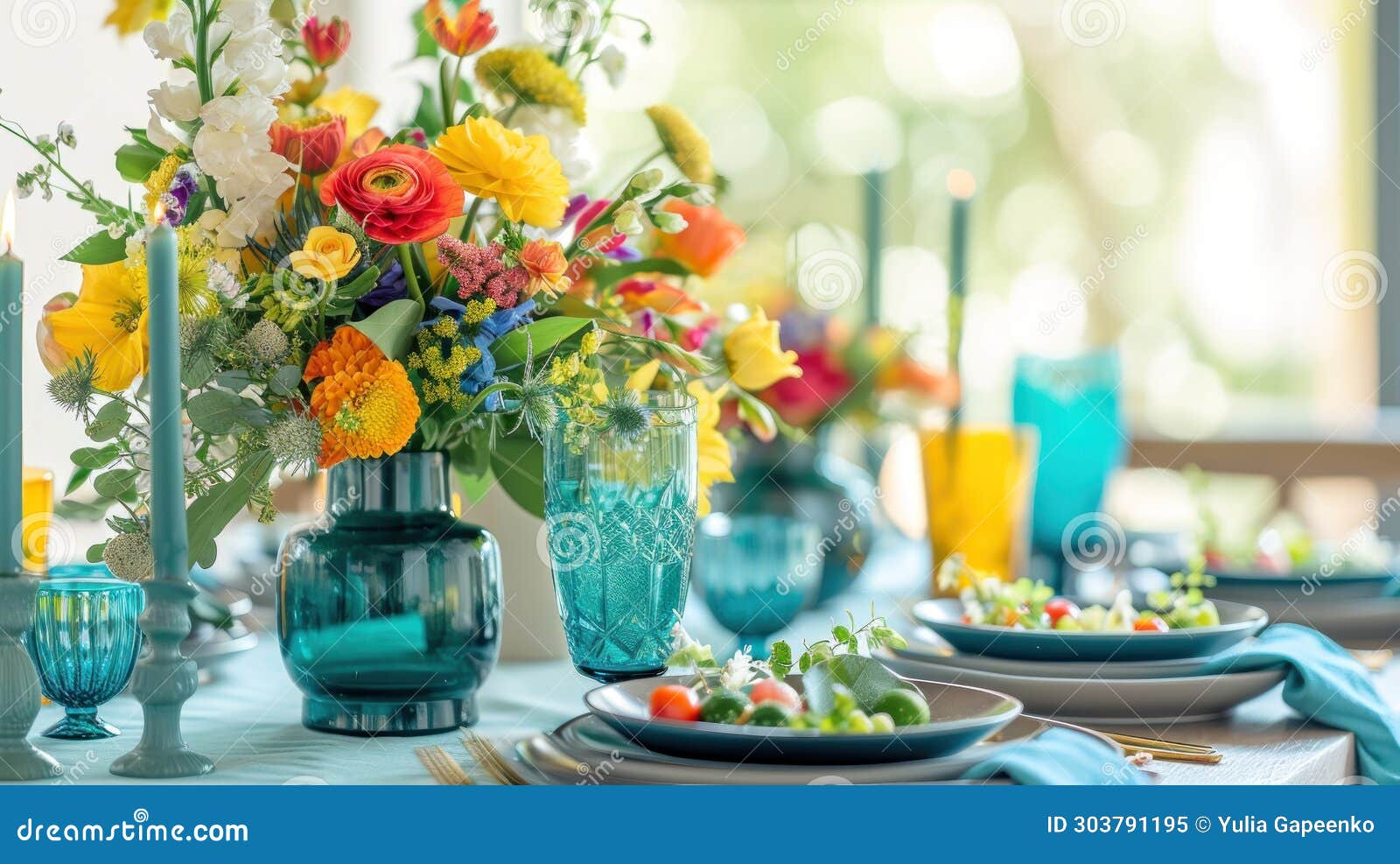 Color-coordinated Tableware and Centerpieces Set the Mood for ...