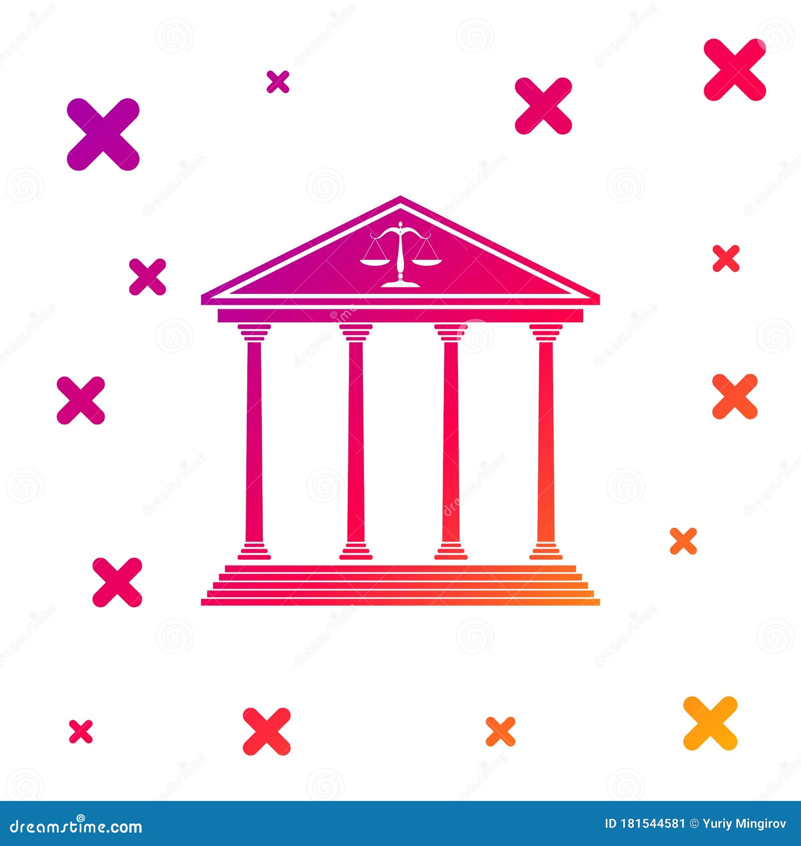 Color Courthouse Building Icon Isolated on White Background. Gradient ...