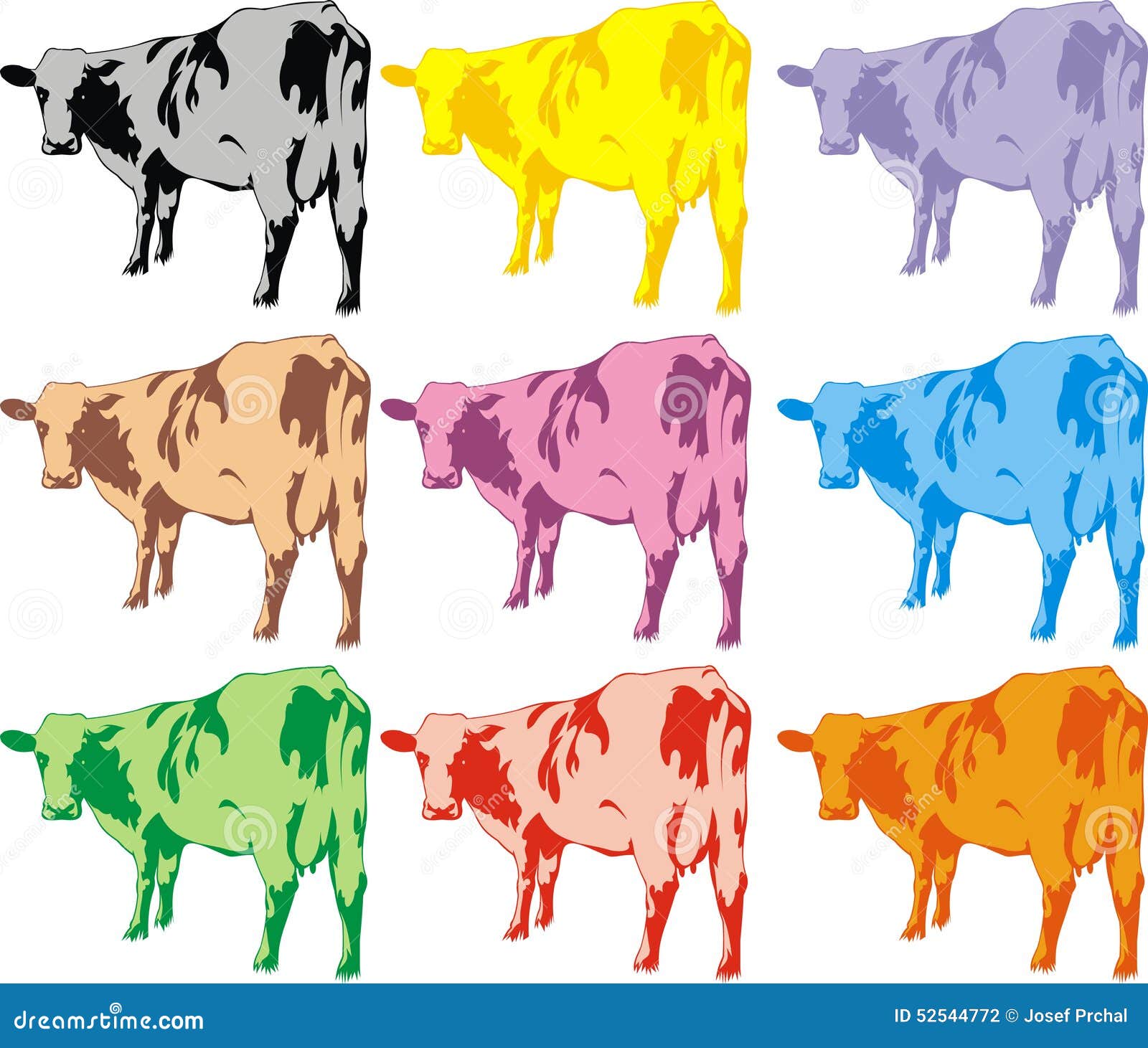 Color cows stock vector. Illustration of graphic, lovable - 52544772