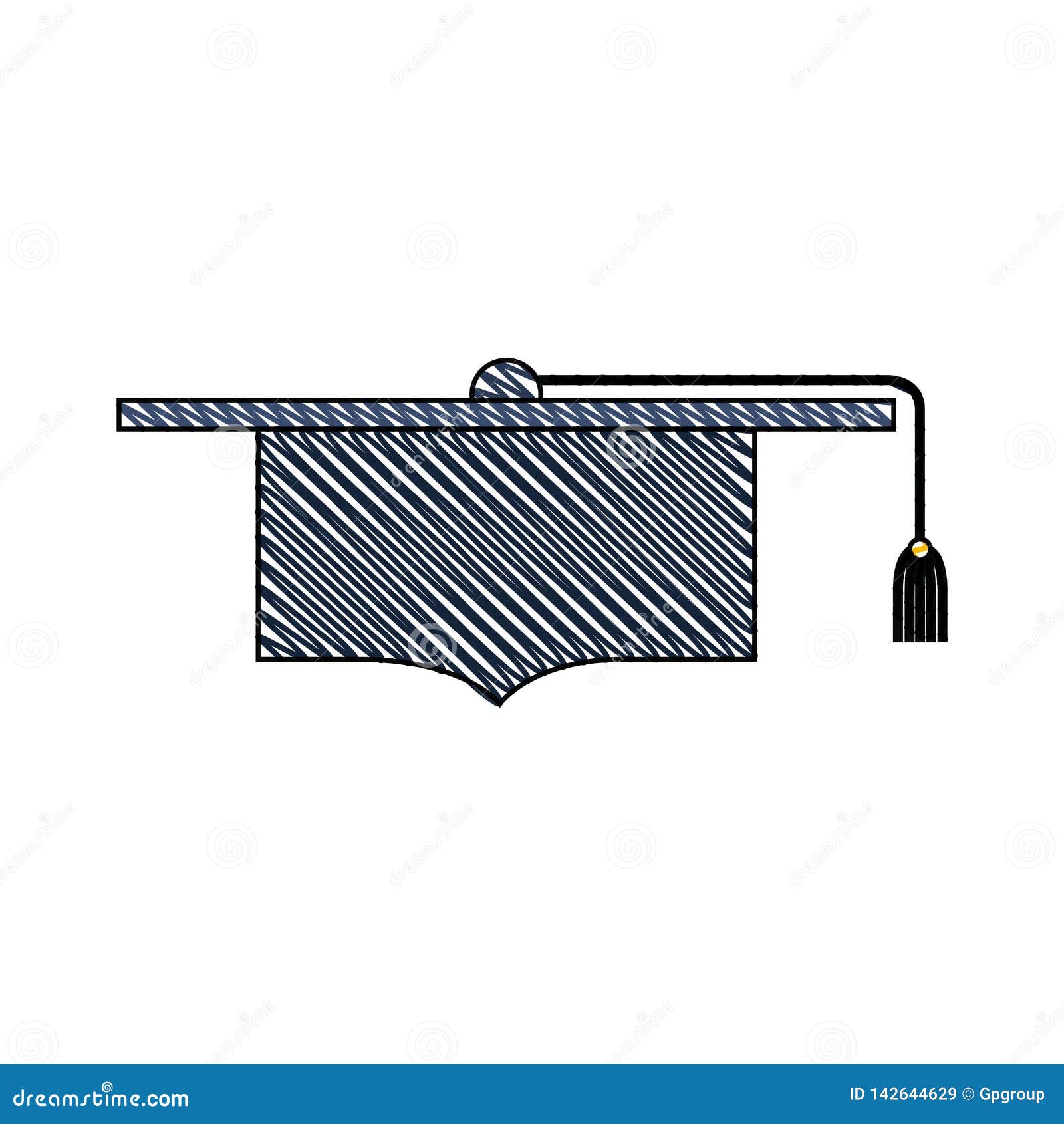 Color Crayon Stripe Image of Graduation Cap Front View Stock Vector ...