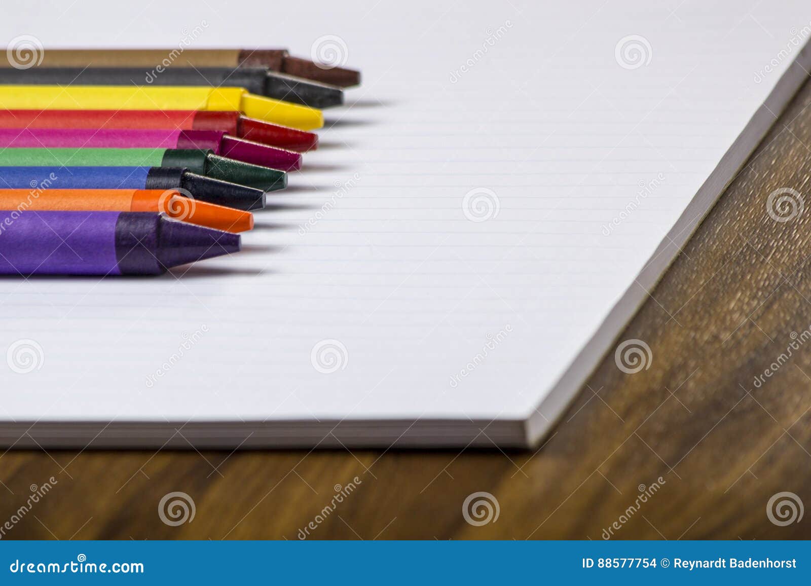 Color Crayons on White Paper Stock Photo - Image of writing, education ...