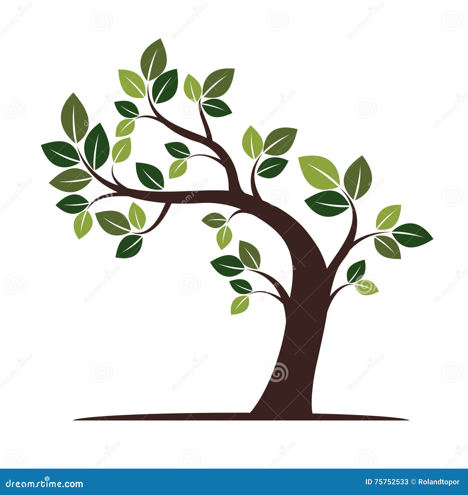 Color Crooked Tree. Vector Illustration. Stock Illustration ...