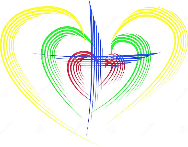 Color Cross stock vector. Illustration of heart, cross - 23239750