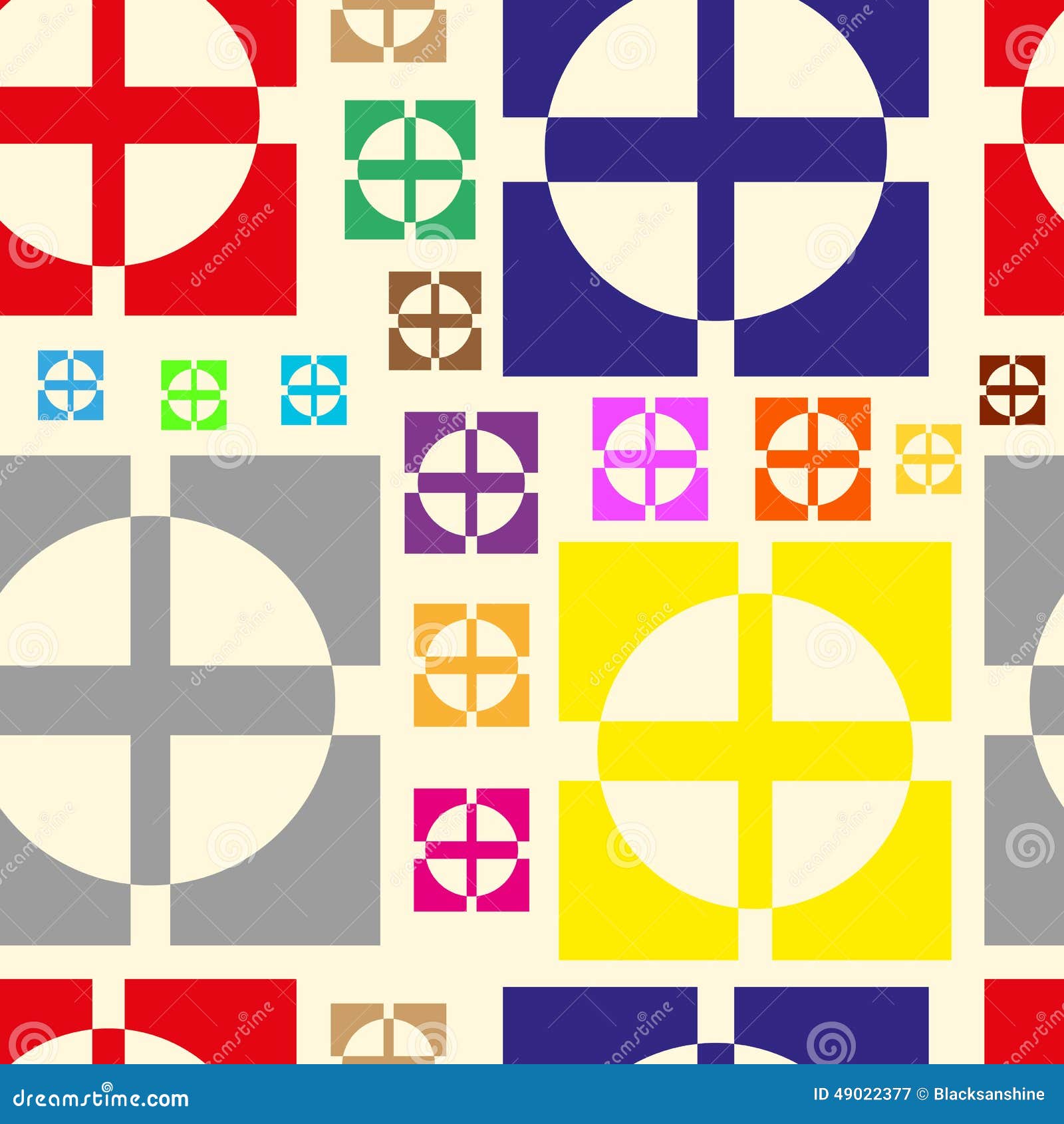 Color Crosses in Circles and Squares Stock Vector - Illustration of ...