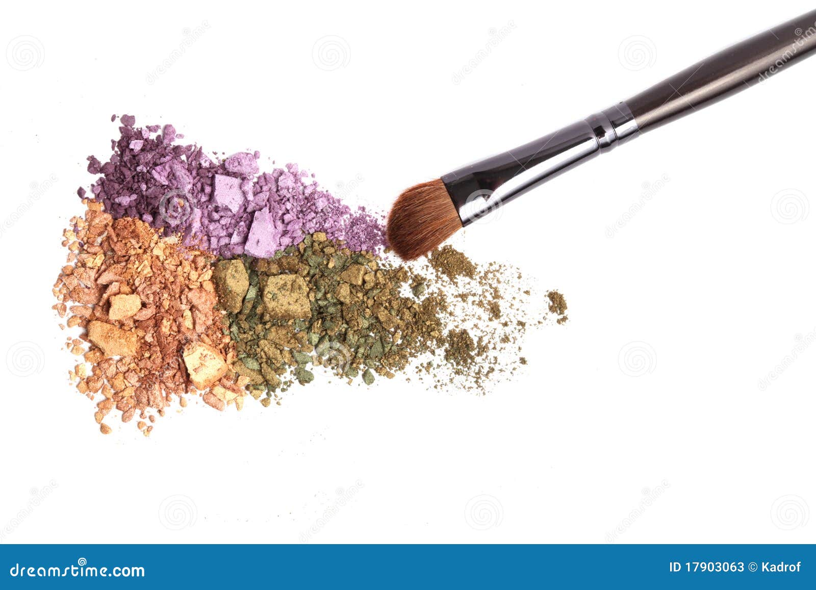 Color Crushed Eye Shadow and Brush. Stock Image - Image of sample, blue ...