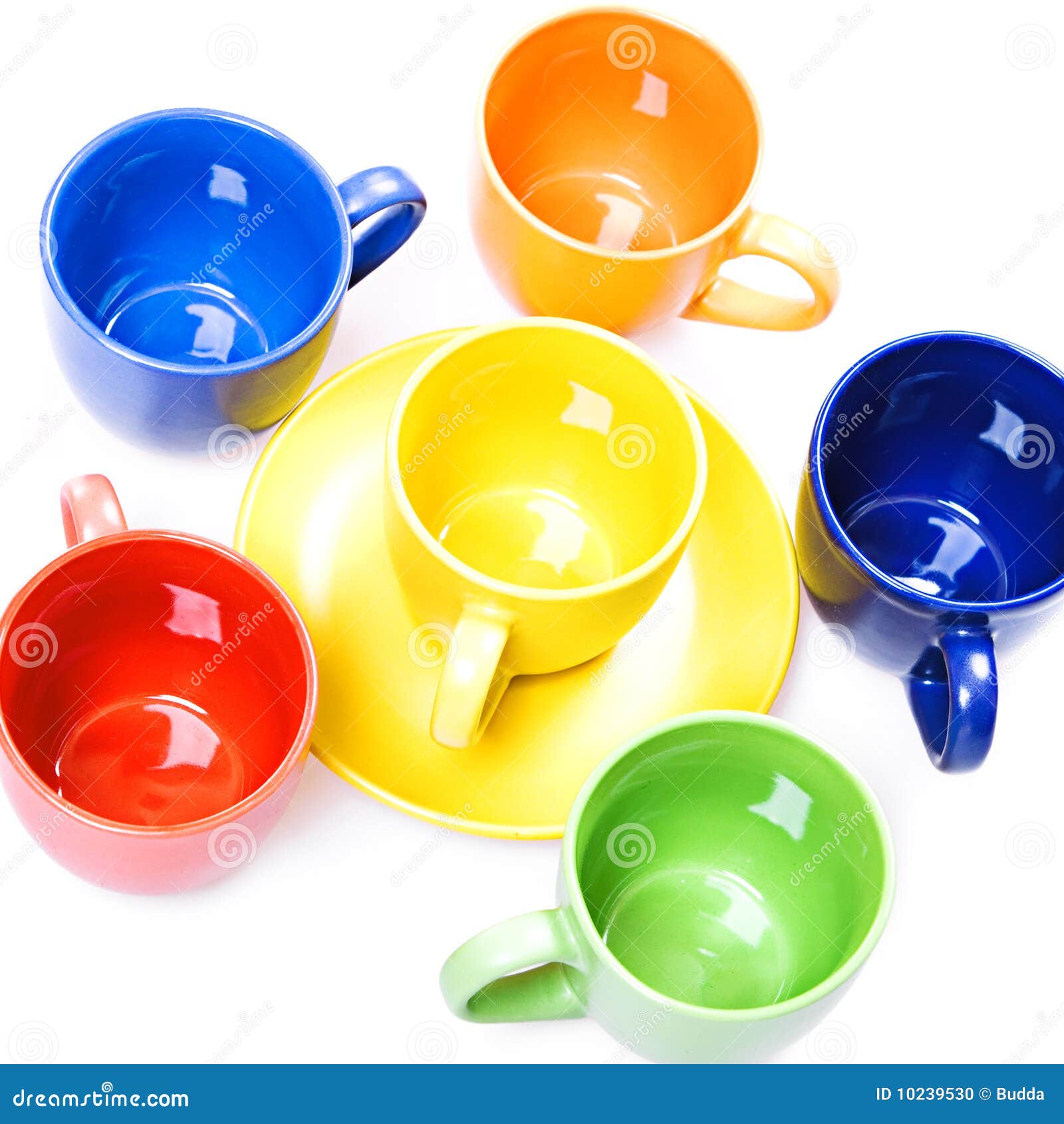 Color cups stock photo. Image of saucer, blue, kitchen - 10239530