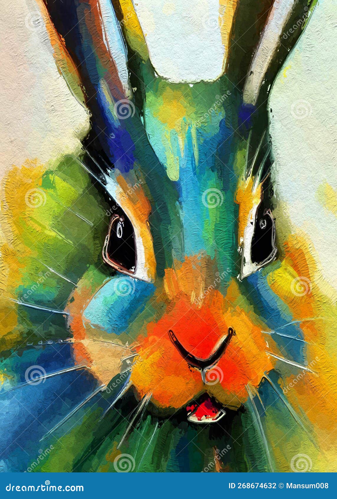 Color of cute rabbit stock illustration. Illustration of canvas - 268674632
