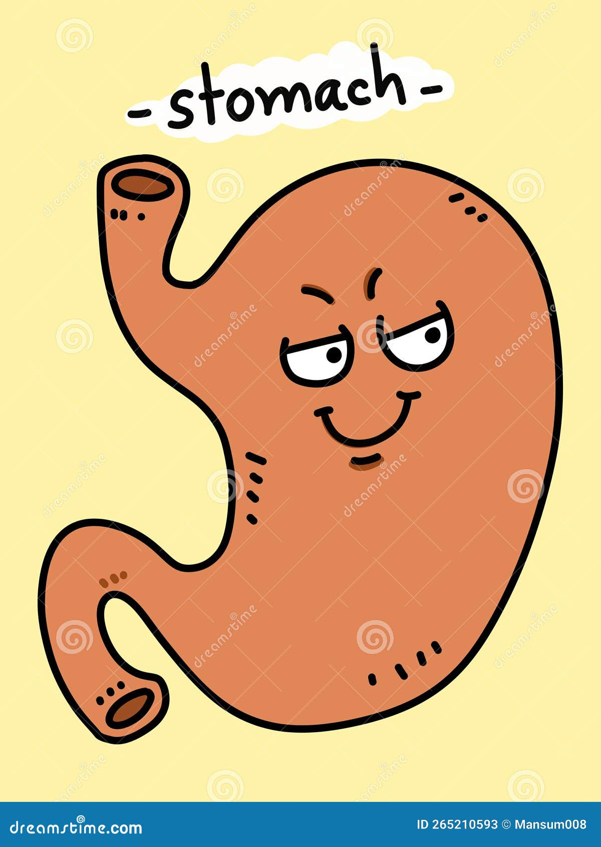 Color of Cute Stomach Cartoon Stock Illustration - Illustration of ...