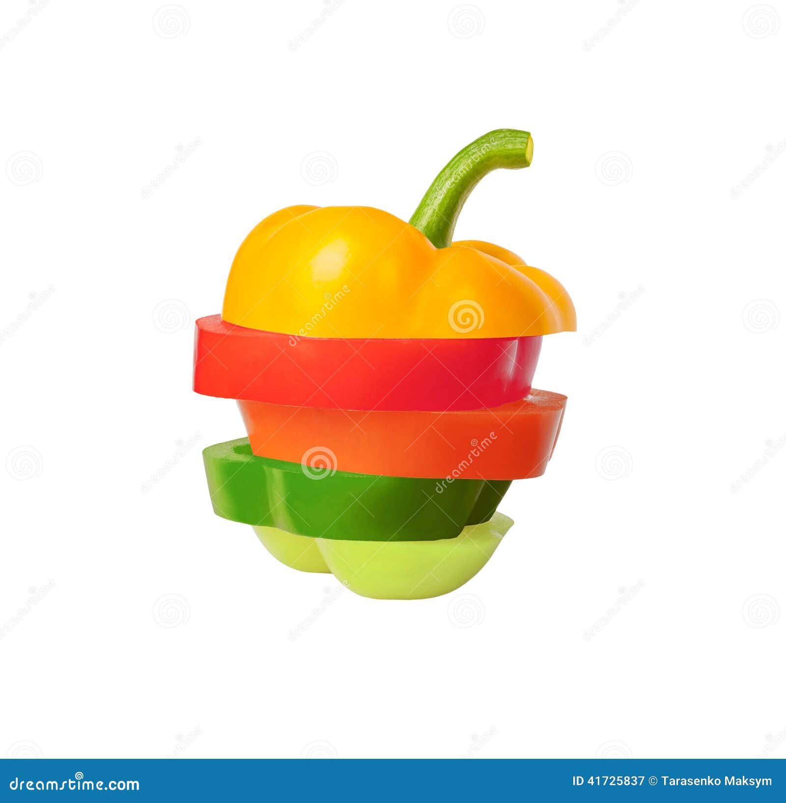 Color Cutted Pieces of Bell Pepper Isolated on White Stock Image ...