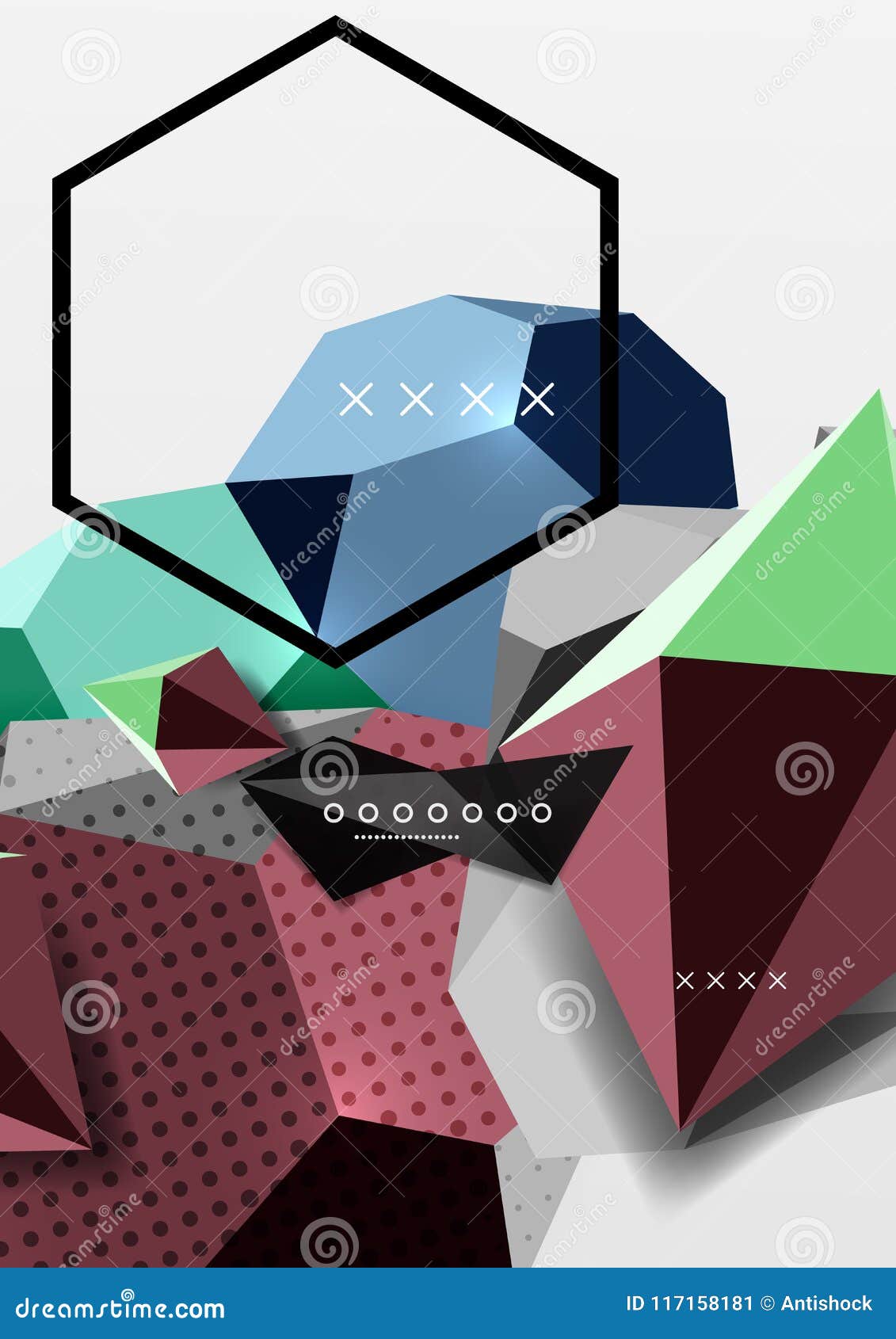 Color 3d Geometric Composition Poster Stock Vector - Illustration of ...