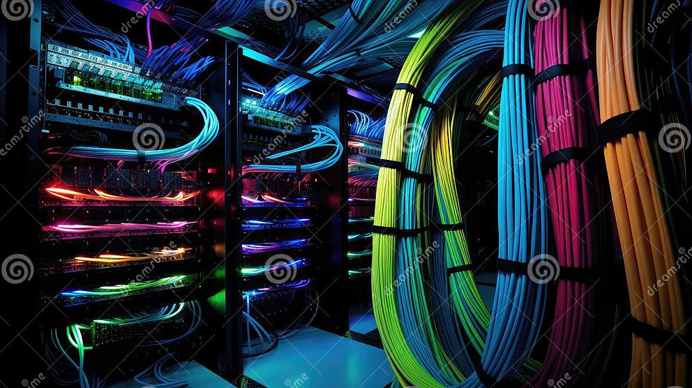 Color data center cabling stock illustration. Illustration of ...
