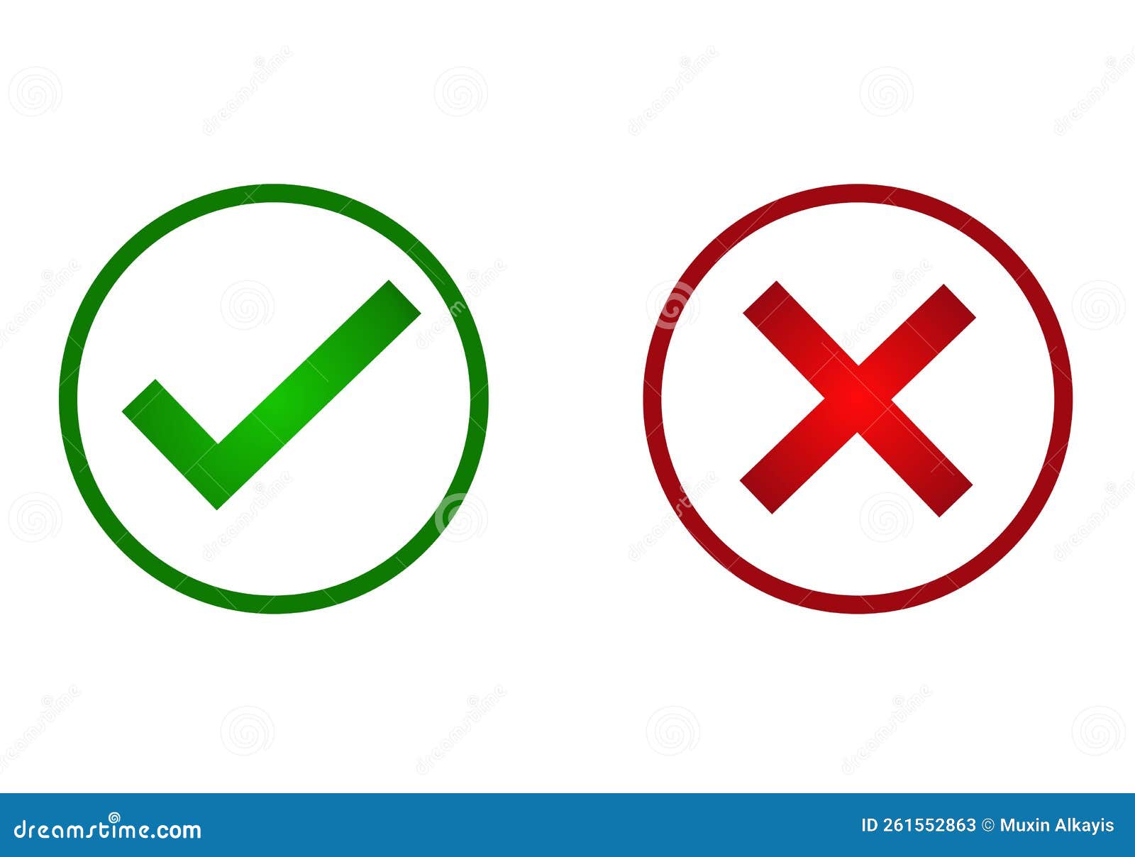 Color De Gradiente De Iconos Correcto E Incorrecto Stock de ilustración ...