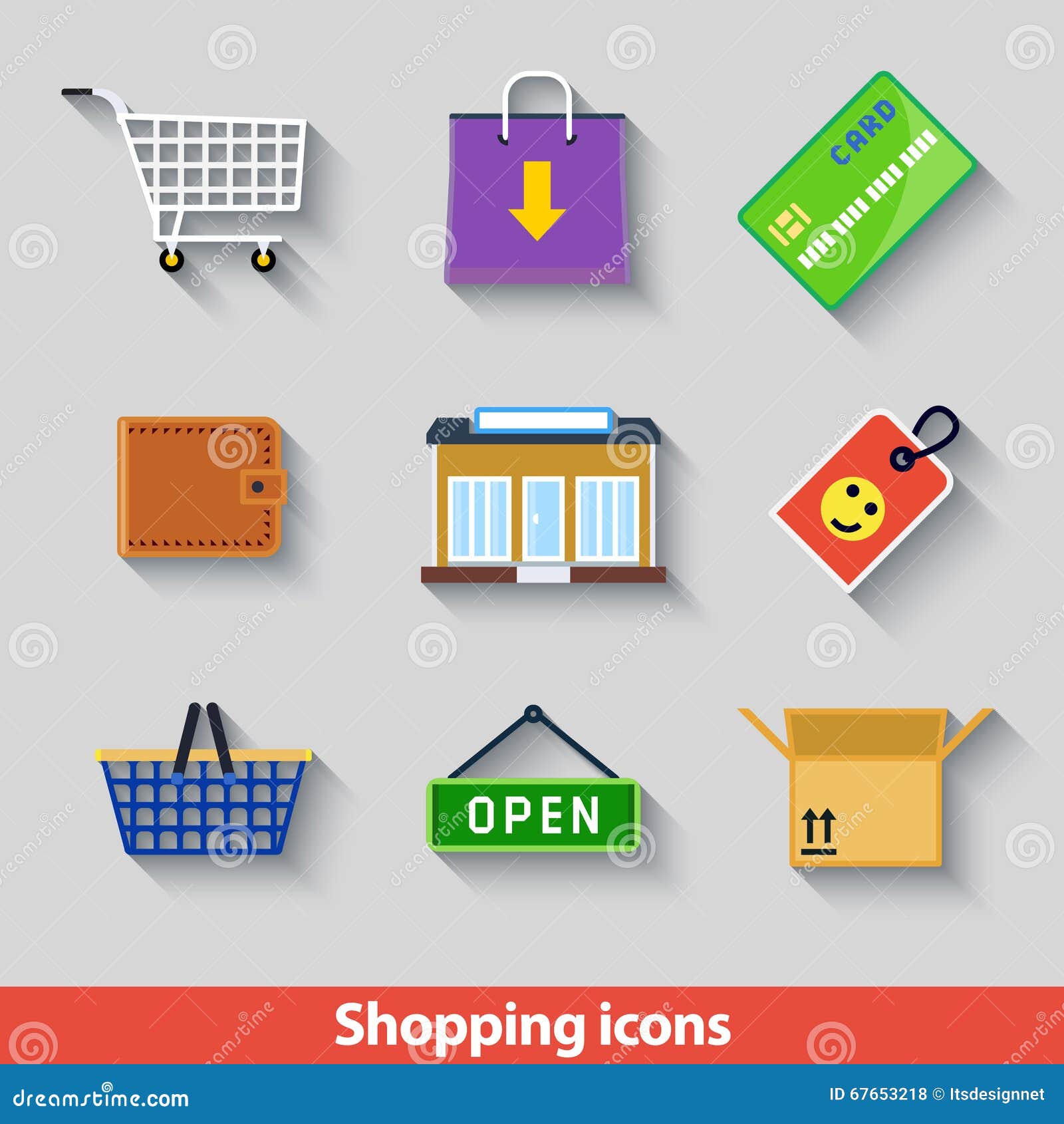 Color De Los Iconos De Las Compras Ilustración del Vector - Ilustración ...