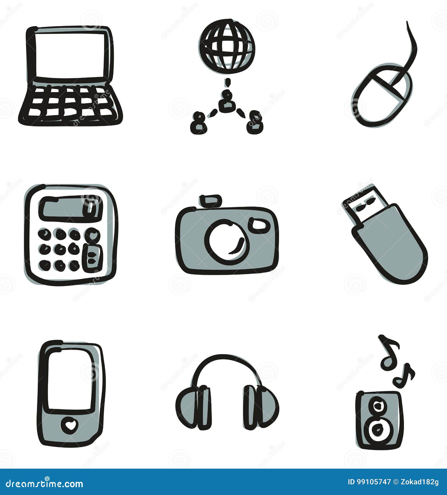 Color 2 De Los Iconos De Las TIC a Pulso Ilustración del Vector ...