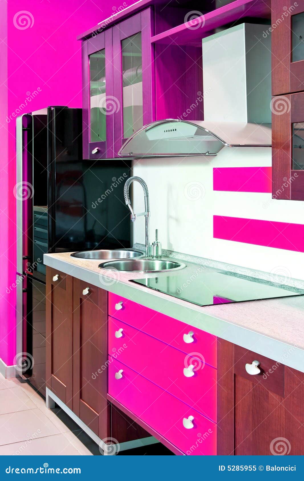 Color De Rosa Del ángulo De La Cocina Imagen de archivo - Imagen de ...