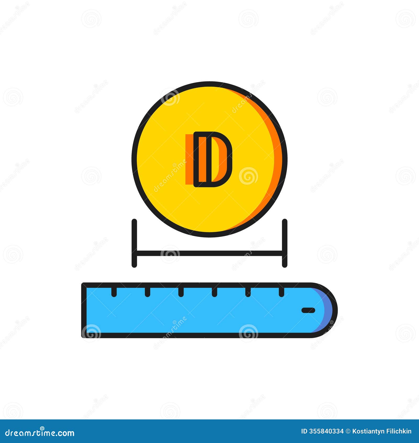 Diameter Icon Set Simple Design. Vector Illustration | CartoonDealer ...