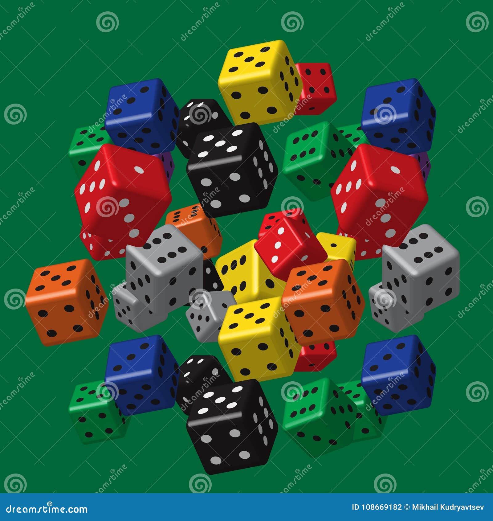 Color Dice Pattern stock vector. Illustration of orange - 108669182