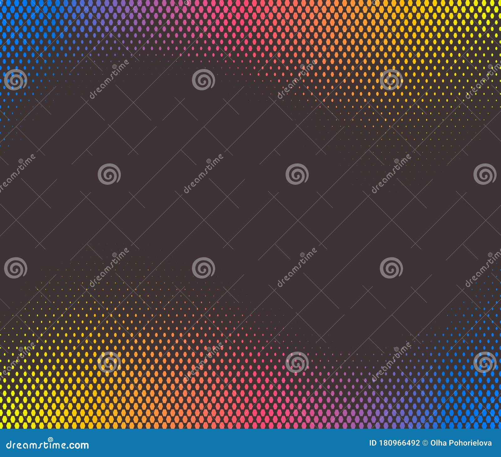 Color Digital Halftone Hexagon Effect Fade on Black Background. RTS ...