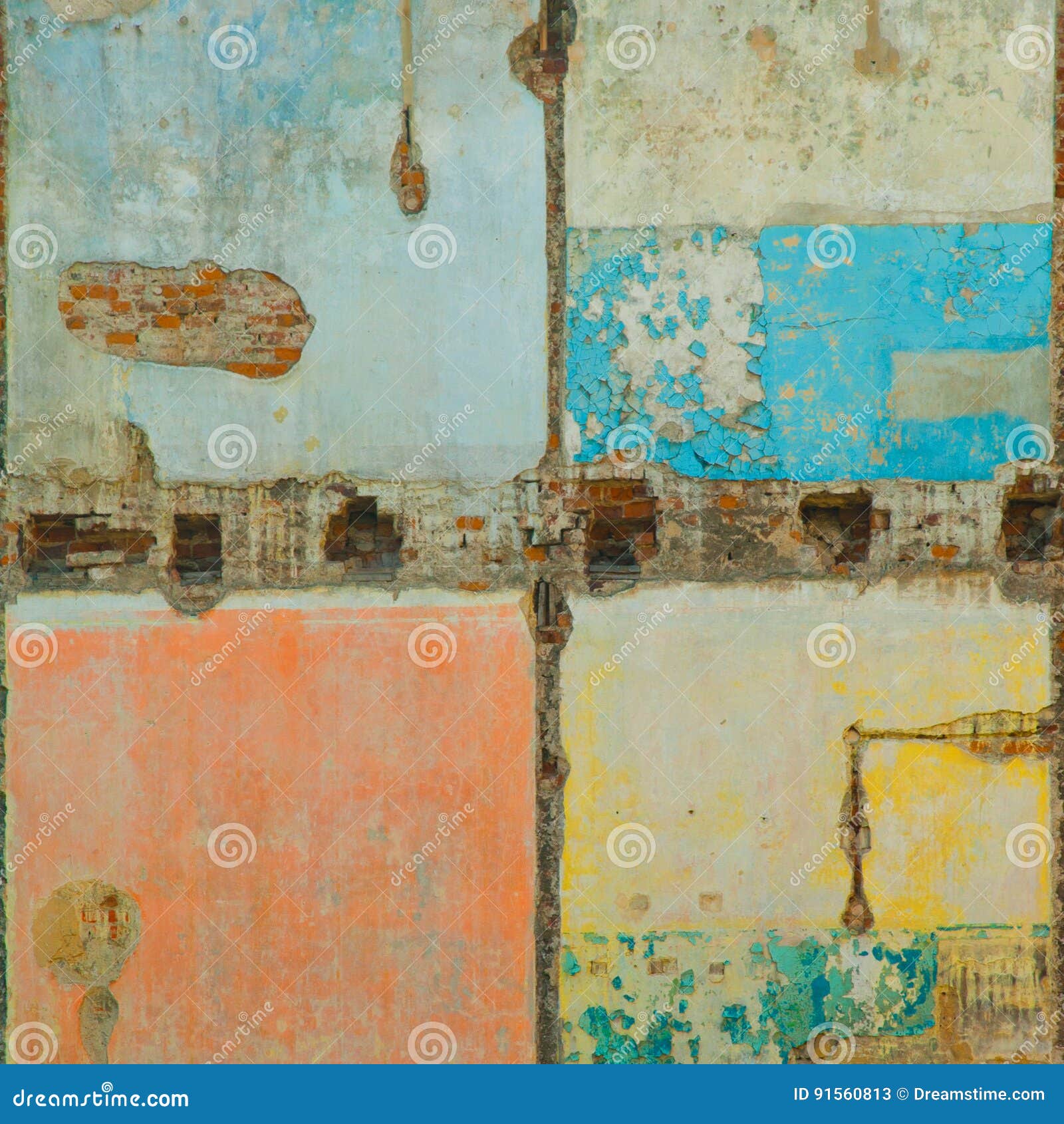 Color Dingy Wall, Symmetrical Bricks and Elevation Stock Image - Image ...