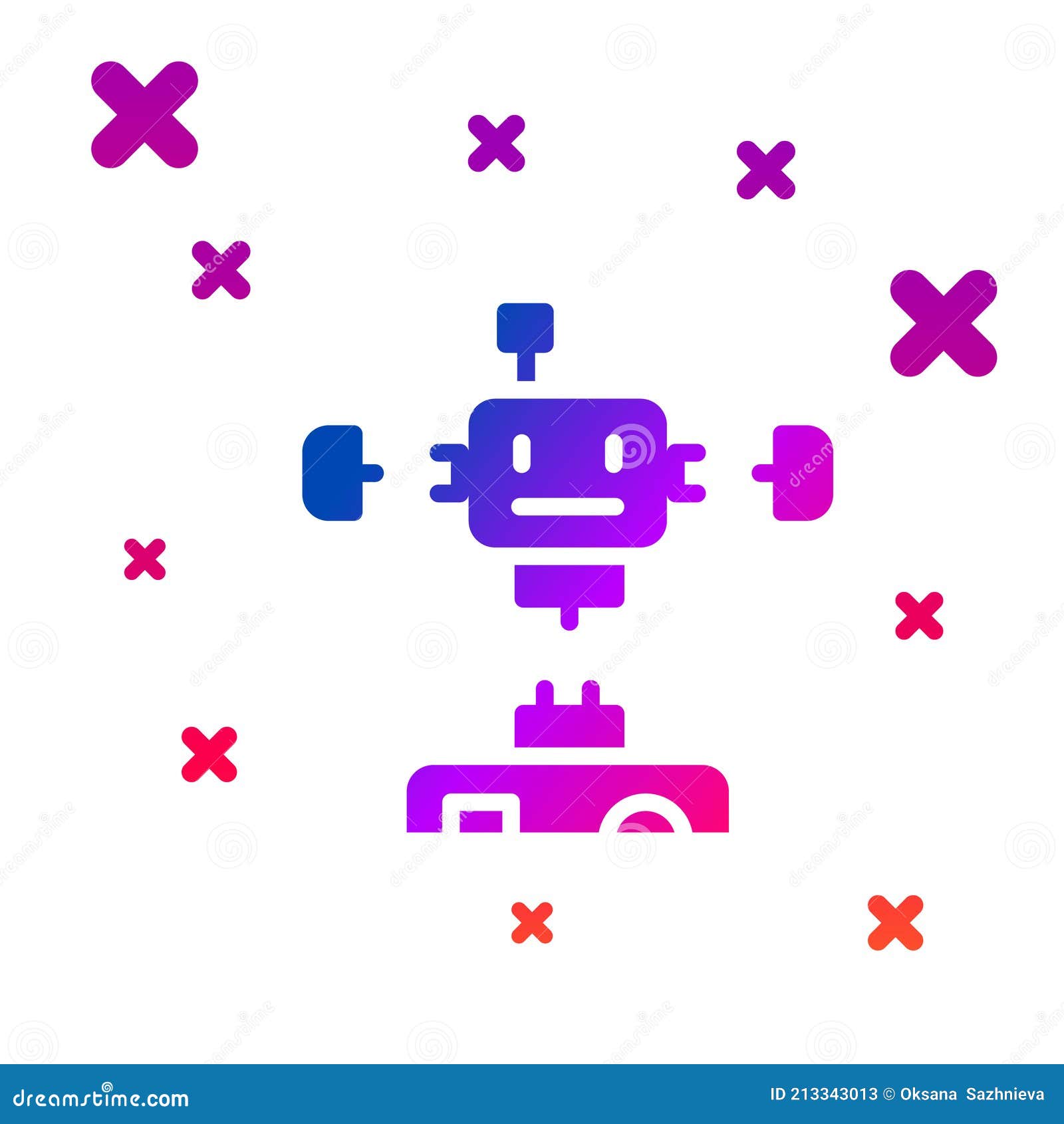 Color Disassembled Robot Icon Isolated on White Background. Artificial ...