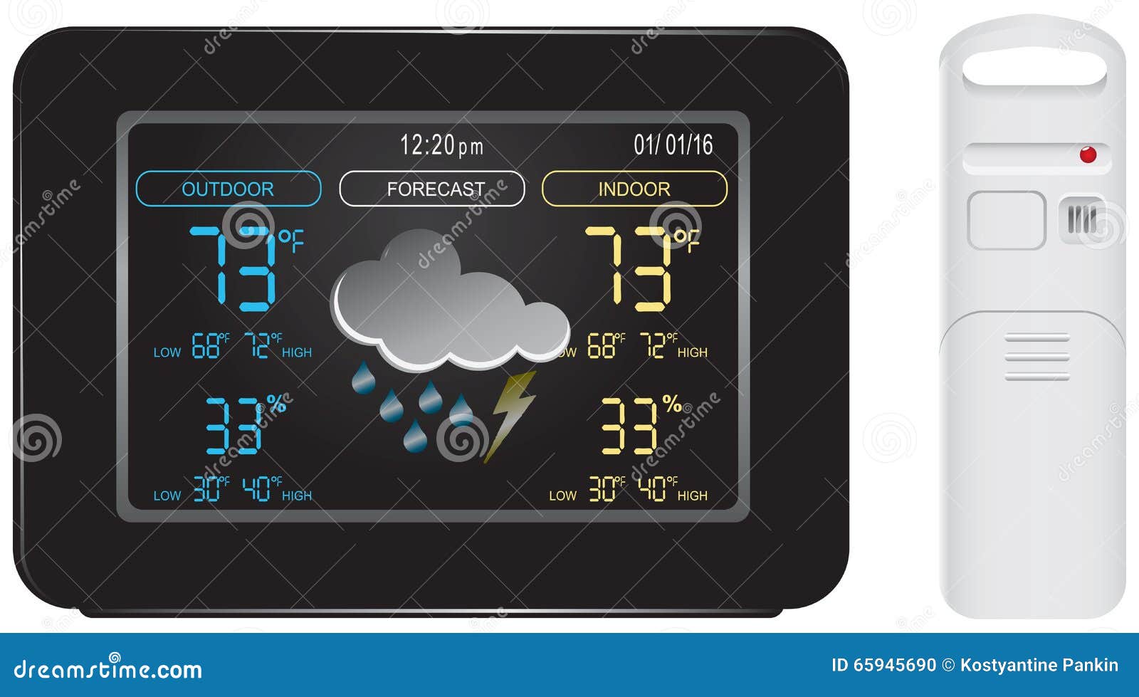Color Display and Sensor for Weather Station Stock Vector ...
