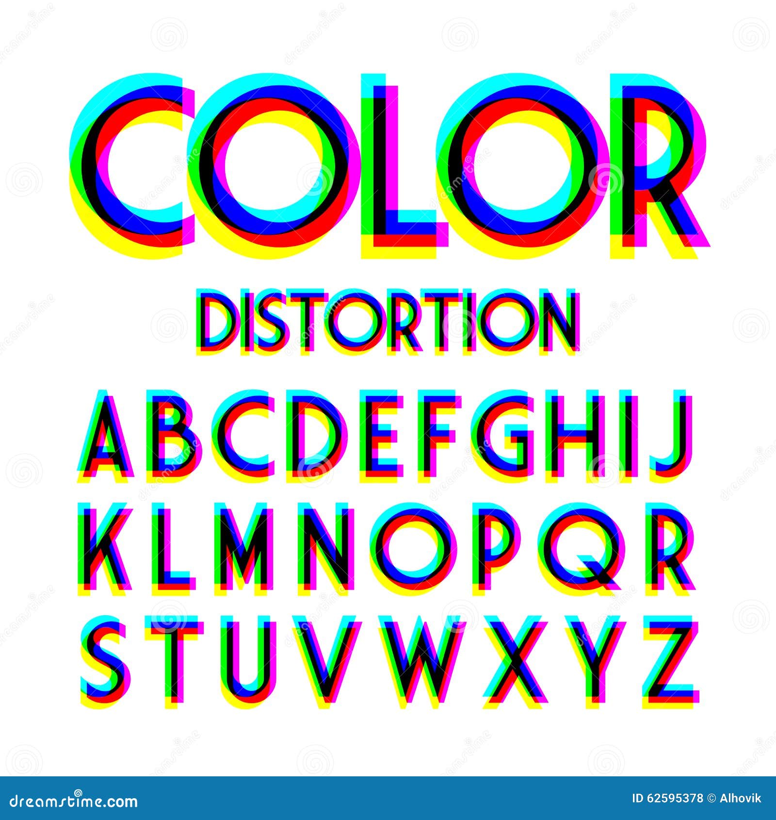 Anaglyph Letters And Numbers With Currency Signs. Urban Glowing Font ...