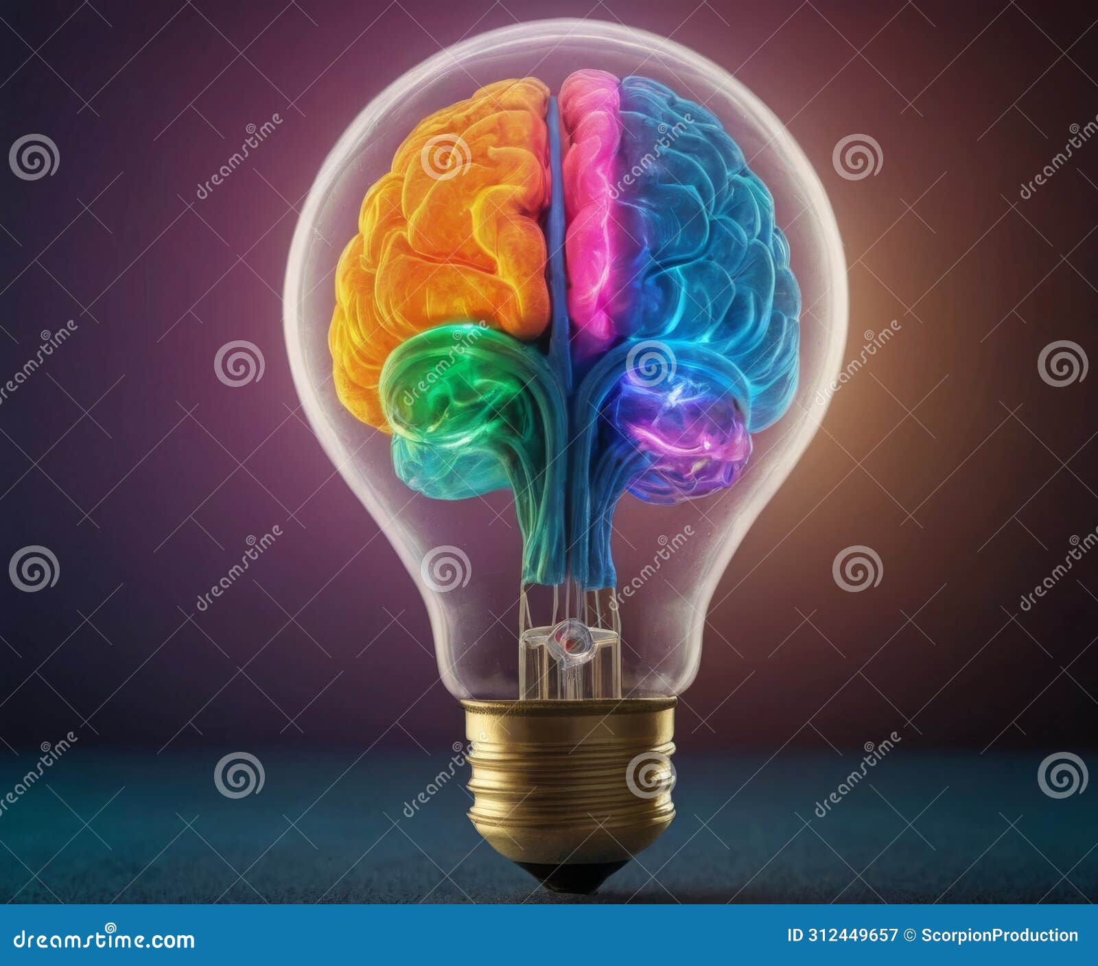 Color Divided Brain Lightbulb Stock Image - Image of idea, strategy ...