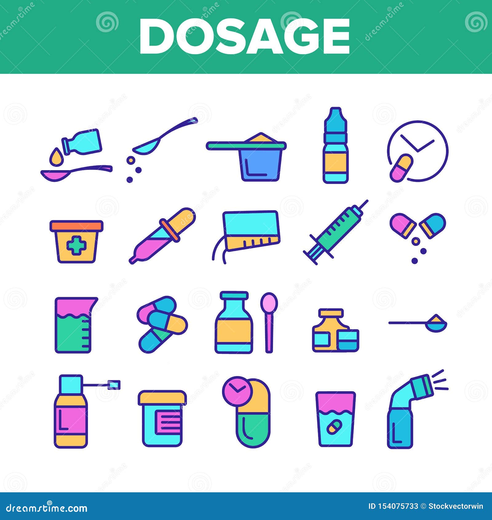 Color Dosage, Dosing Drugs Vector Linear Icons Set Stock Vector ... Color Dosage, Dosing Drugs Vector Linear Icons Set Stock Vector ...