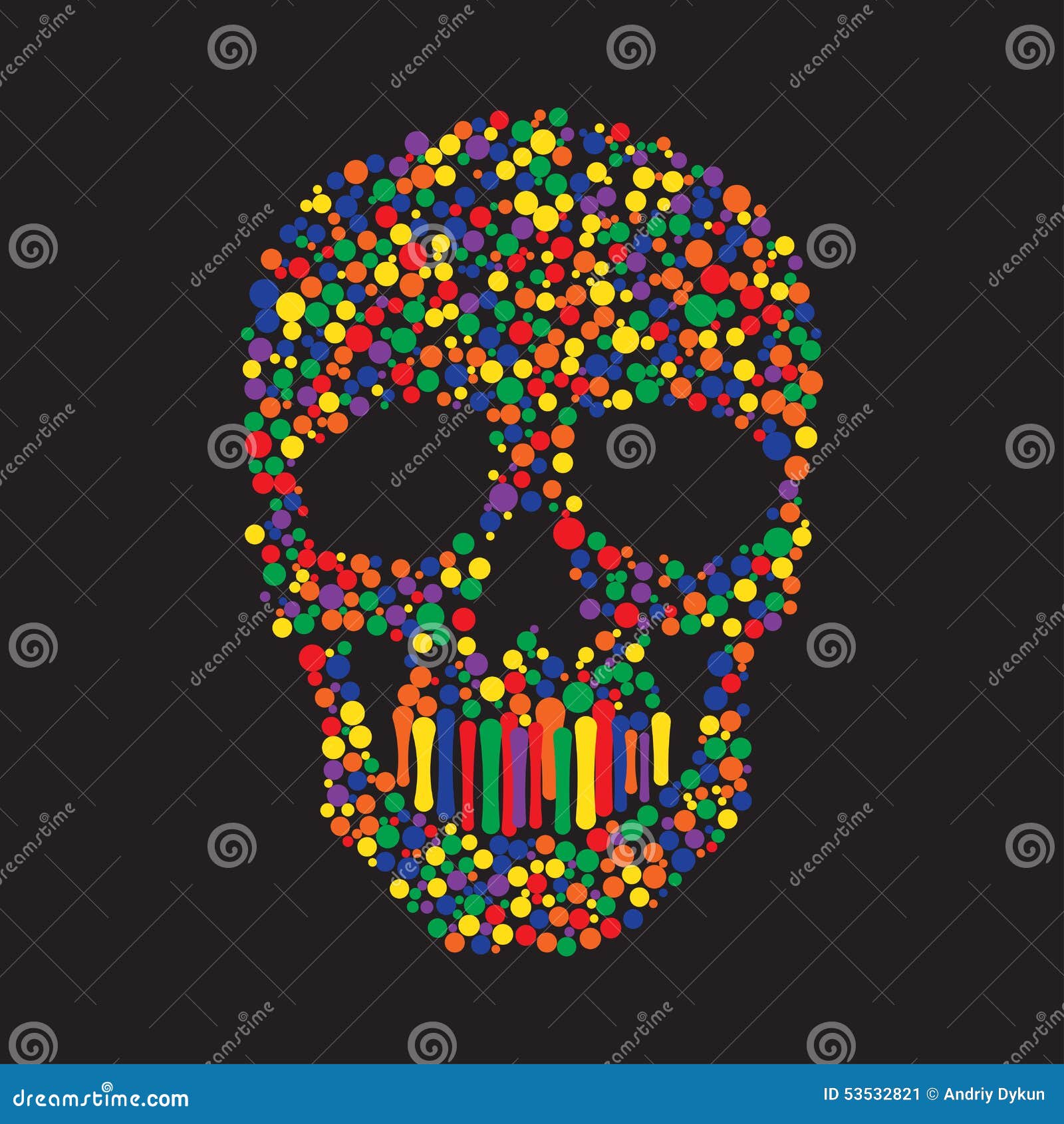 Color Dots Skull stock vector. Illustration of danger - 53532821