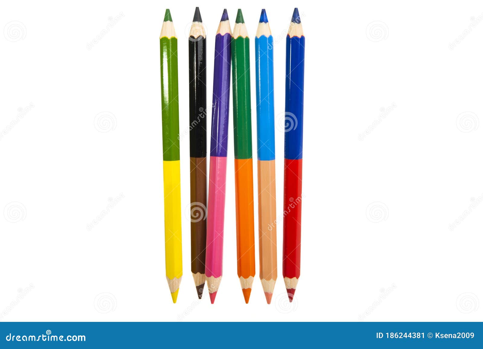 Color Double-sided Pencils Isolated Stock Image - Image of background ...