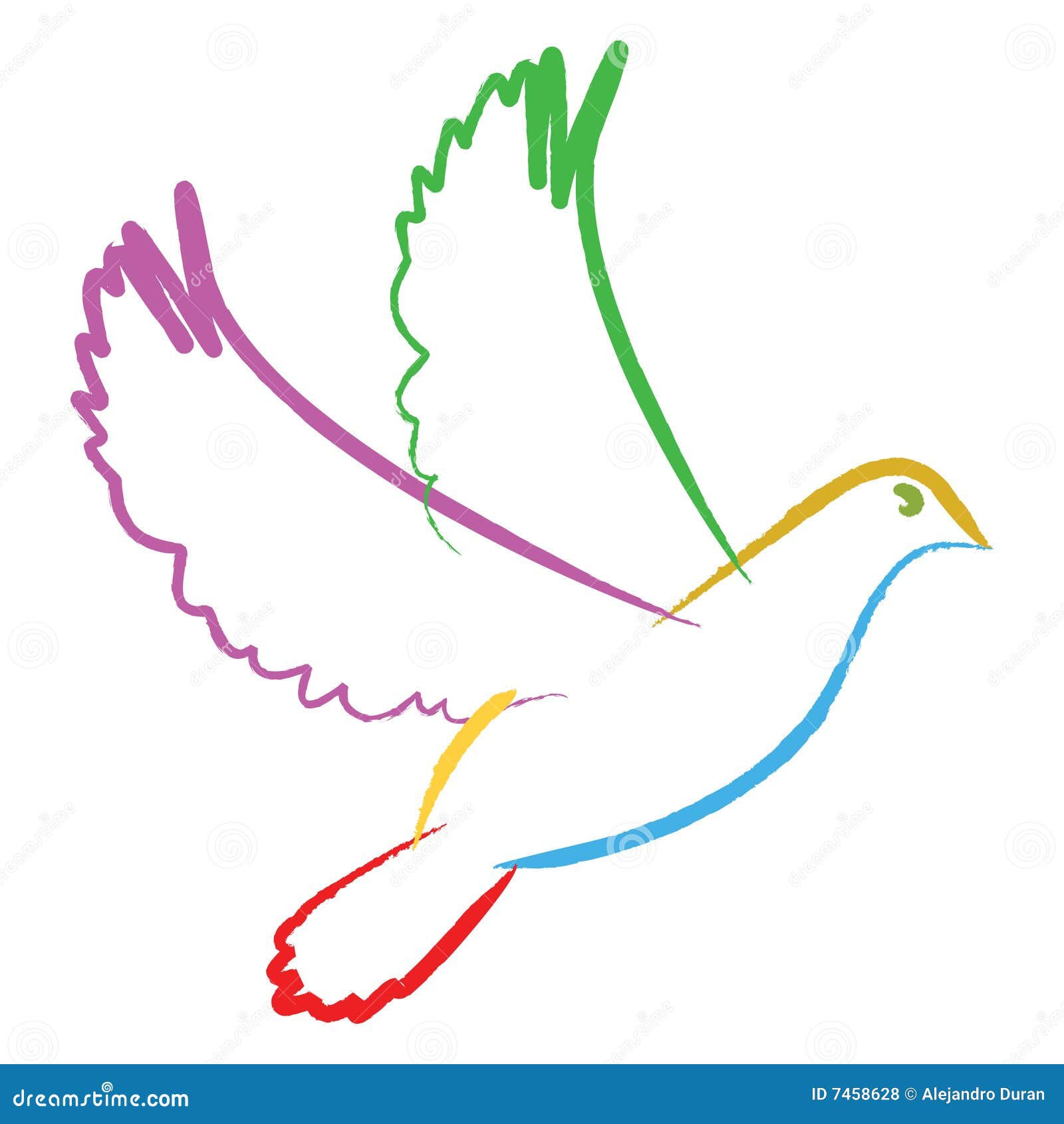 Color dove stock vector. Illustration of freedom, hope - 7458628