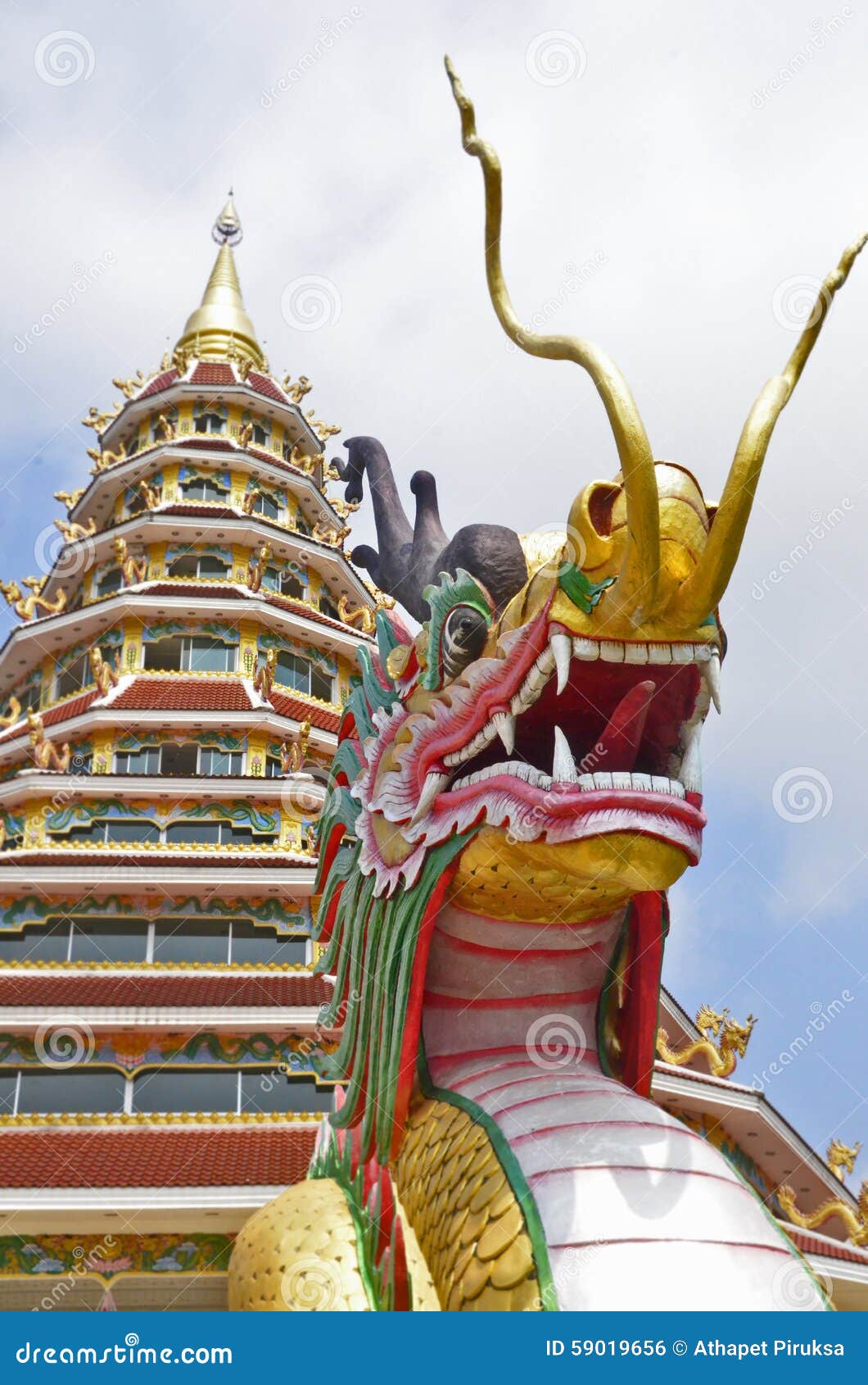 Color dragon with pagoda stock photo. Image of handmade - 59019656