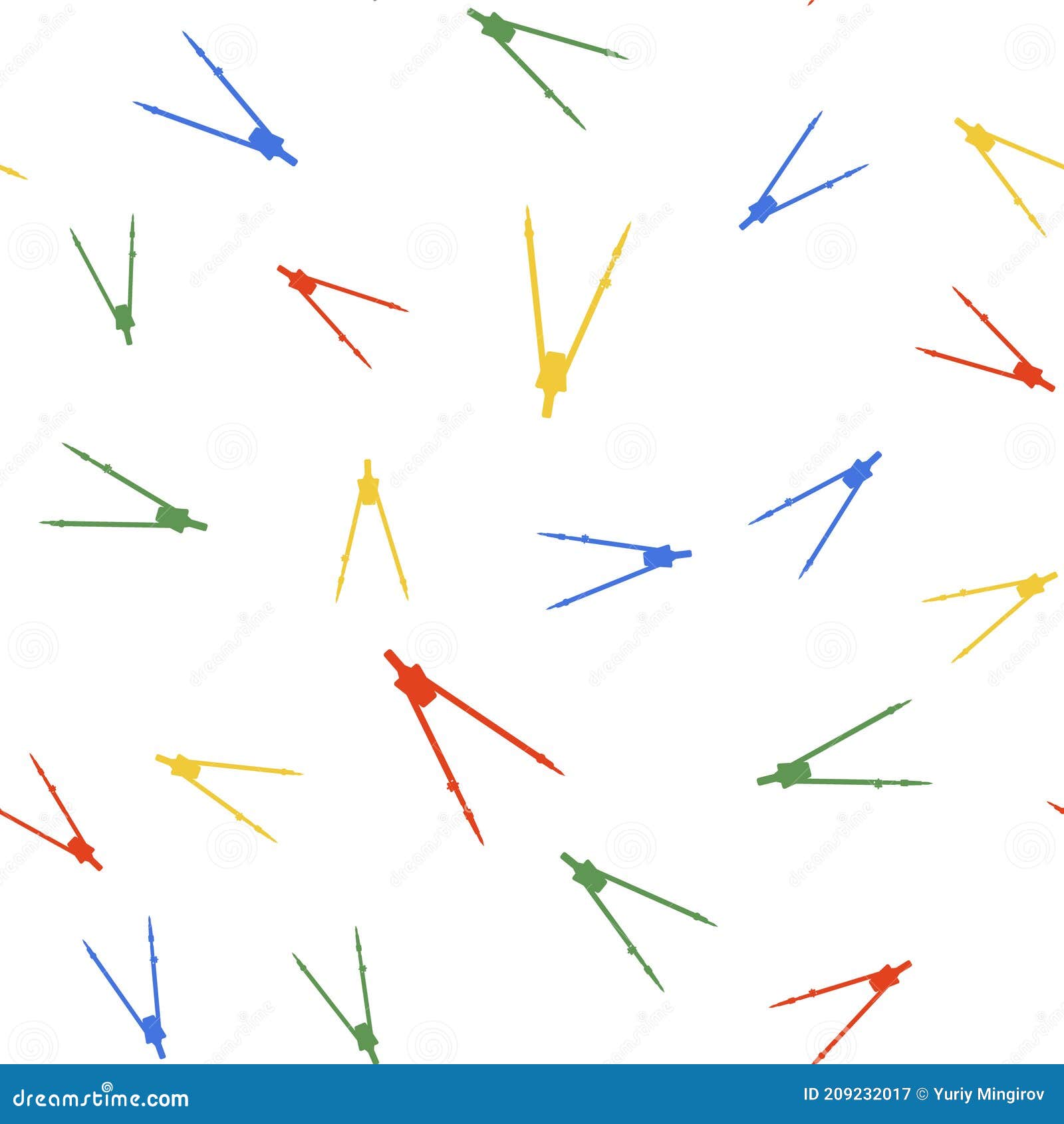 Color Drawing Compass Icon Isolated Seamless Pattern on White ...