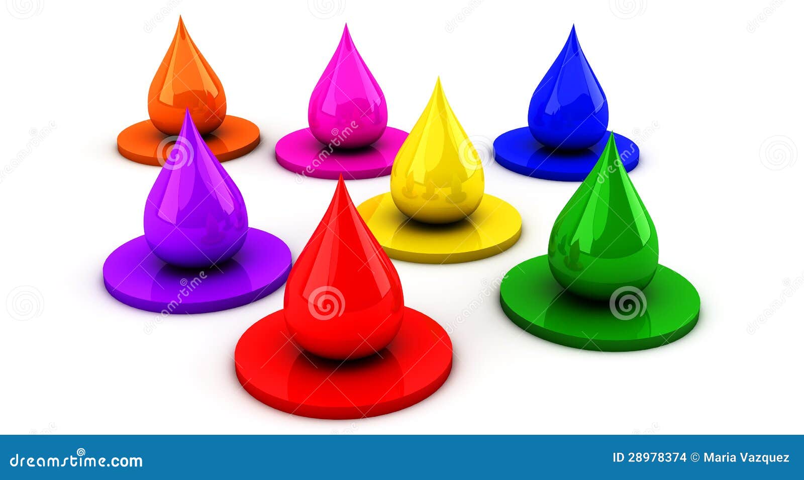 Color Drops in 3d stock illustration. Illustration of pigment - 28978374