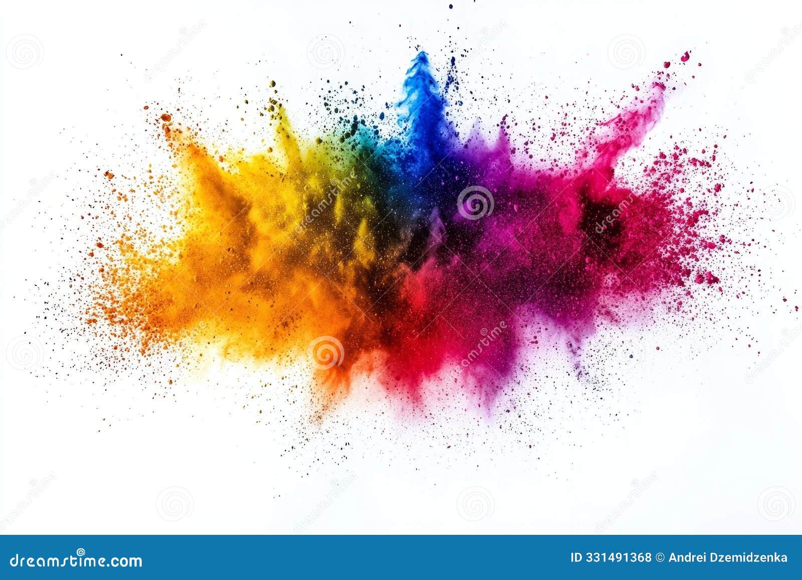 Color Dust Splash Cloud on White Background with Multi-colored ...