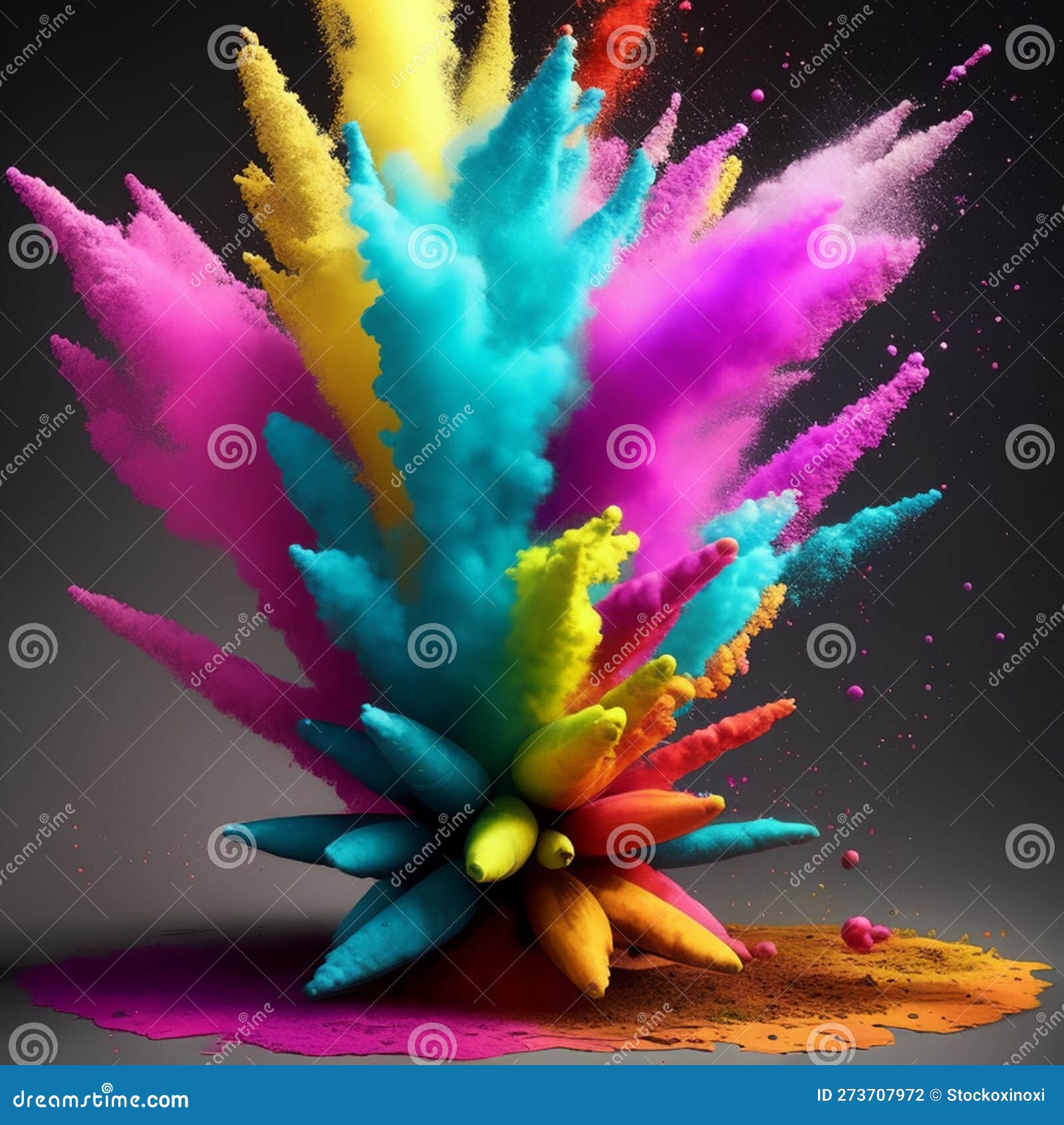 Color Dye Powder Explosion Grey Background Stock Illustration ...